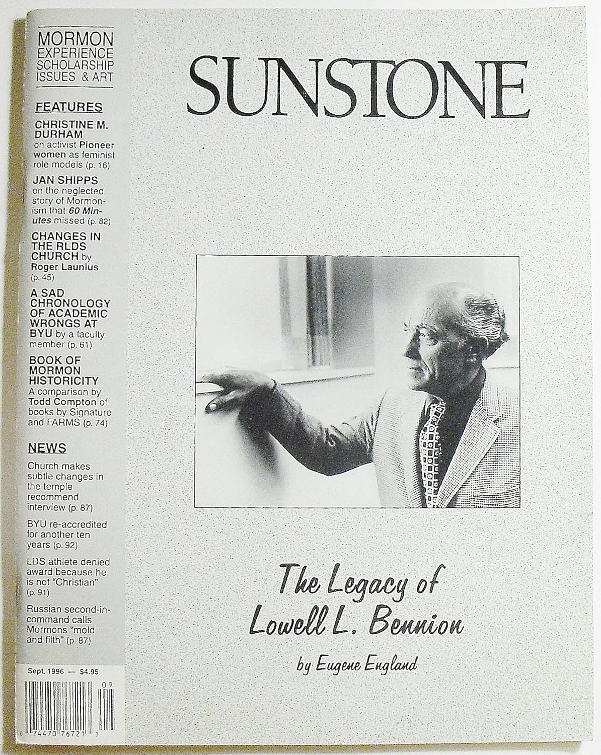 Sunstone Magazine, Volume 19 Number 3, September 1996, Issue 103 ...