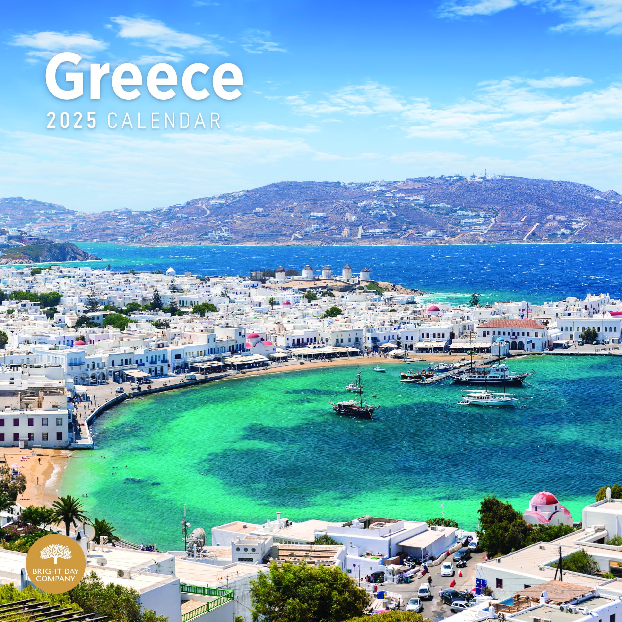 2025 Greece Monthly Wall Calendar by Bright Day, 12 x 12 Inch Beautiful ...