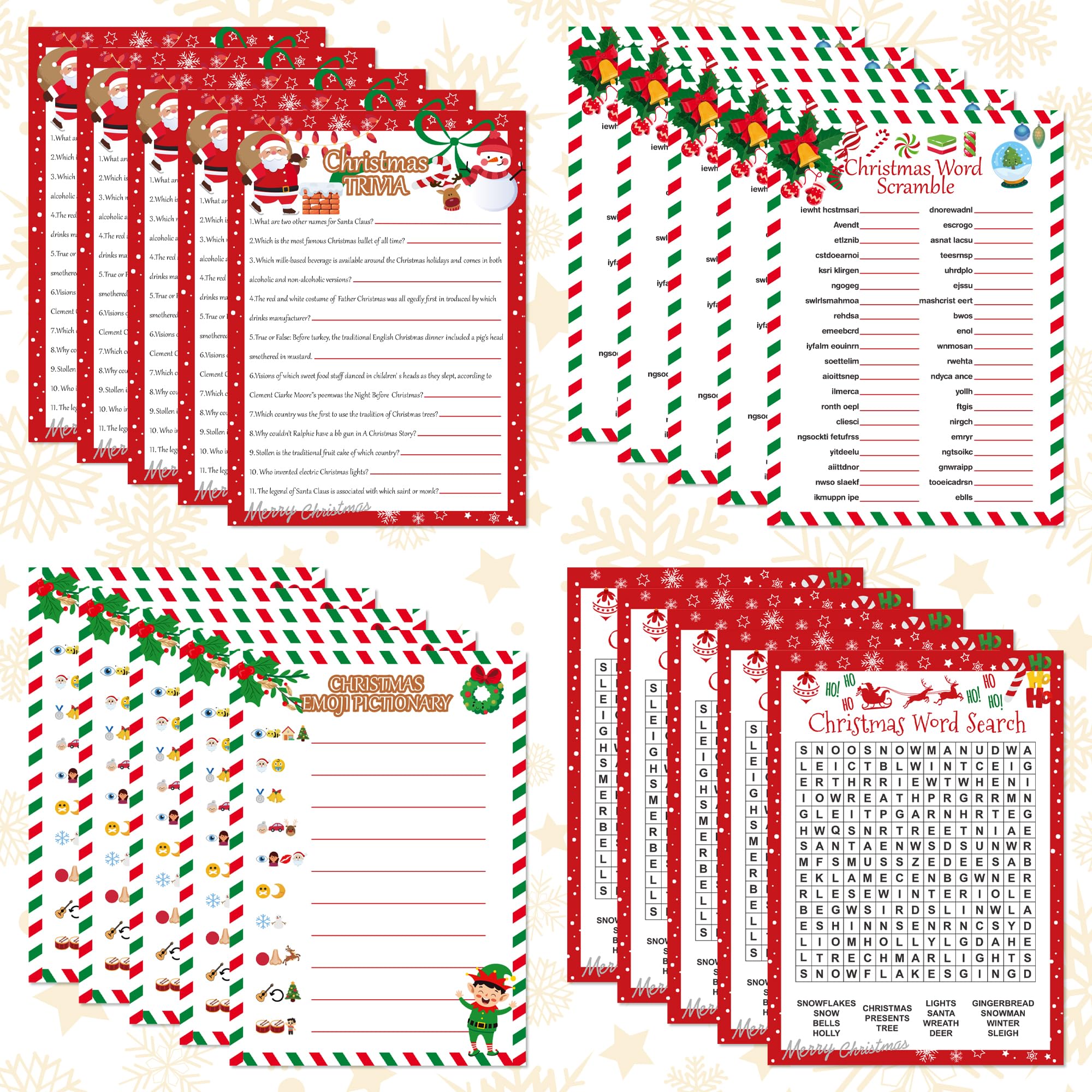 Amazon.com : Haxpacal 50PCS Christmas Trivia Party Game Cards-Christmas ...