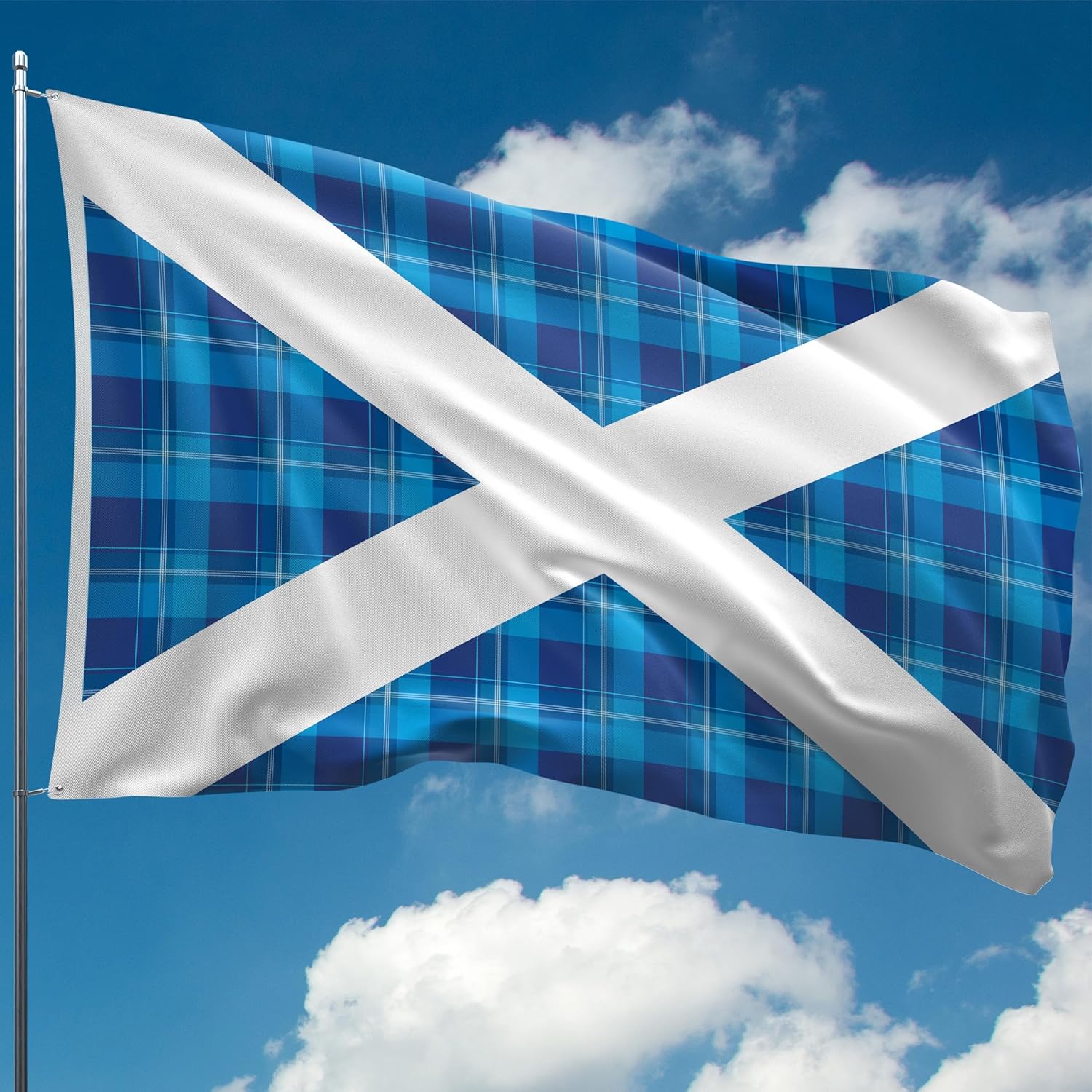 Scottish Flag Tartan - Scotland Flag - St Andrews Saltire Flag - Double ...