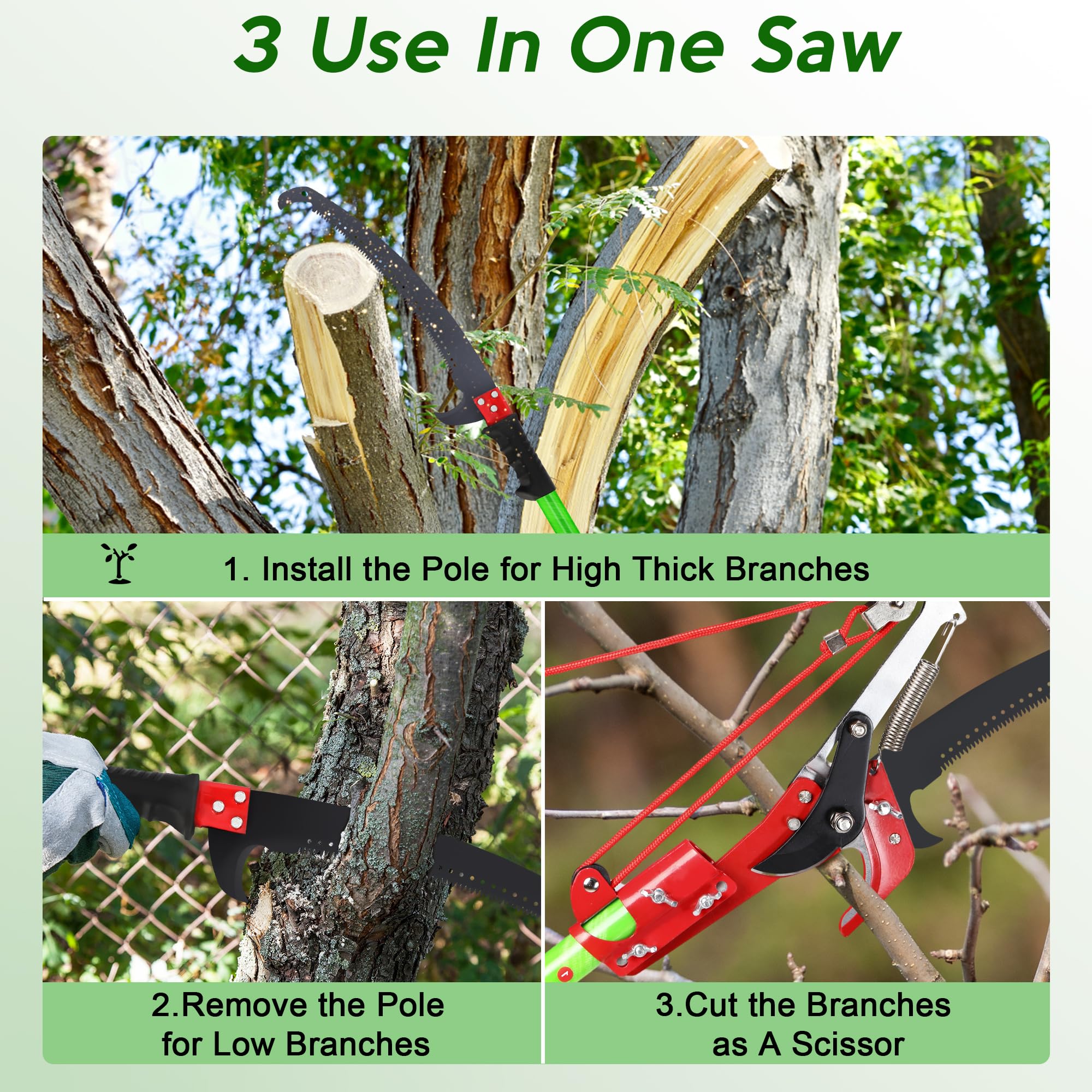 Adjustable Branch Pruner 26FT Extendable Tree Pole Saw & Pruner - SK5 ...