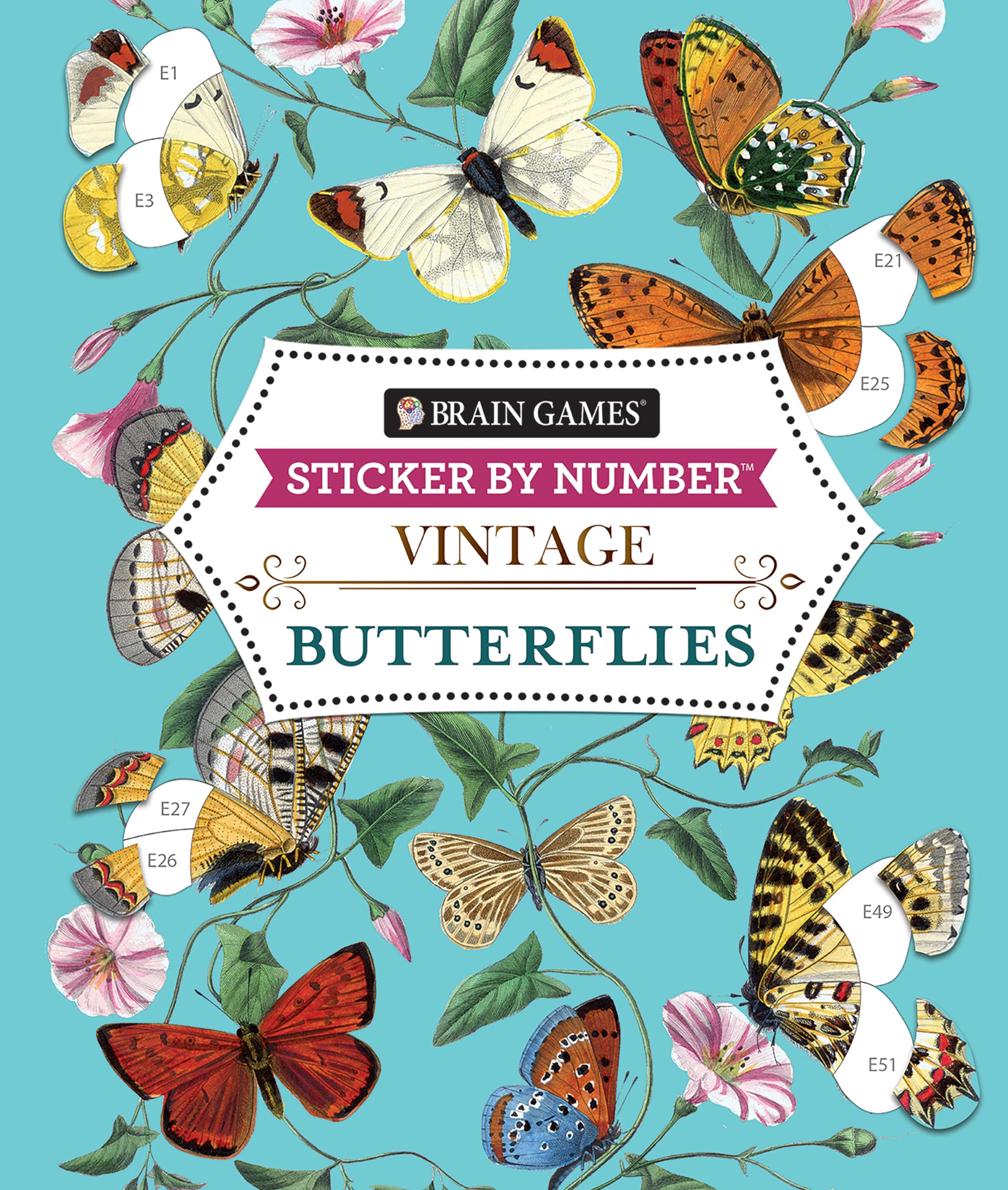 Brain Games - Sticker by Number - Vintage: Butterflies : Publications ...