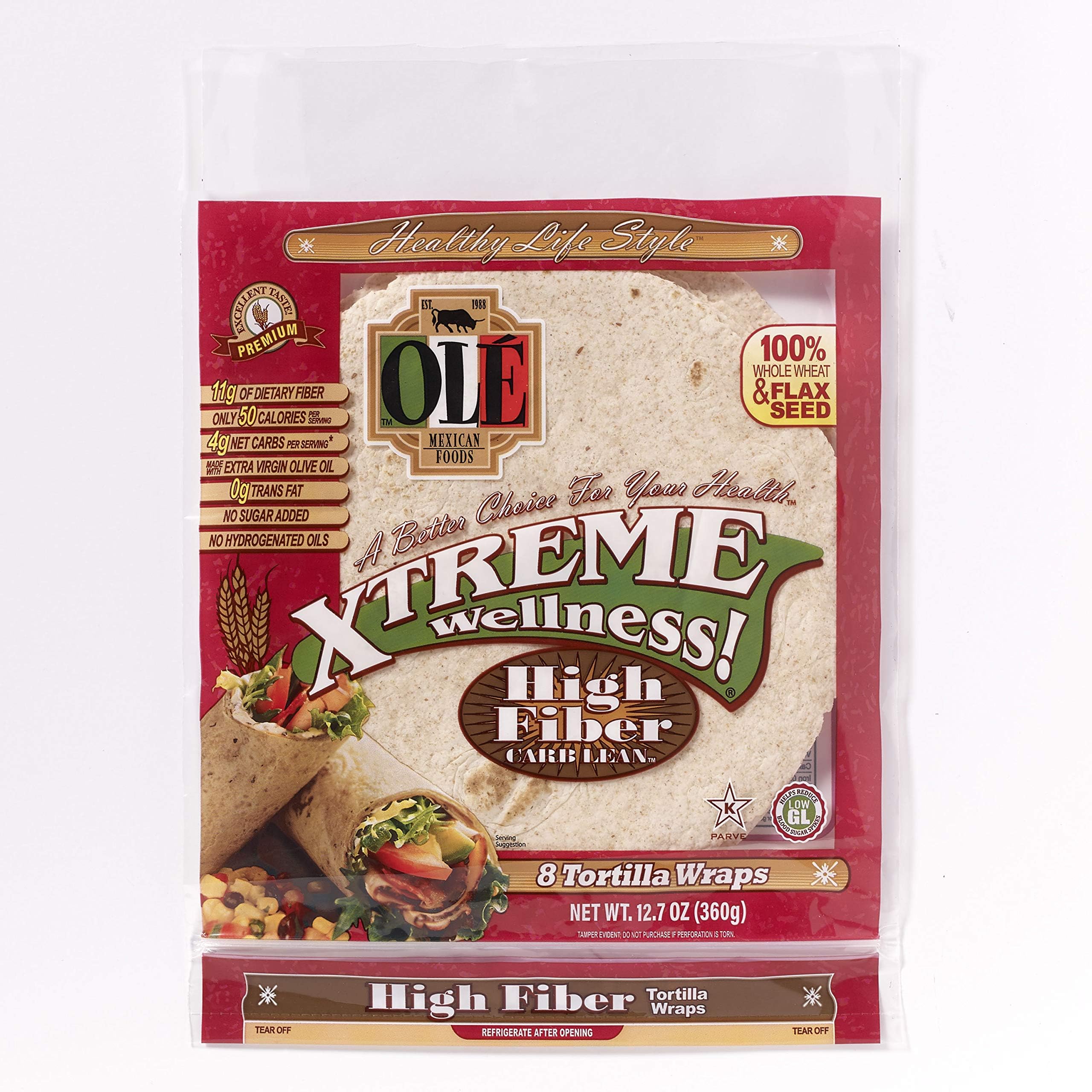 Amazon.com: Ole Xtreme Wellness™ High Fiber/Carb Lean Flour Tortilla ...
