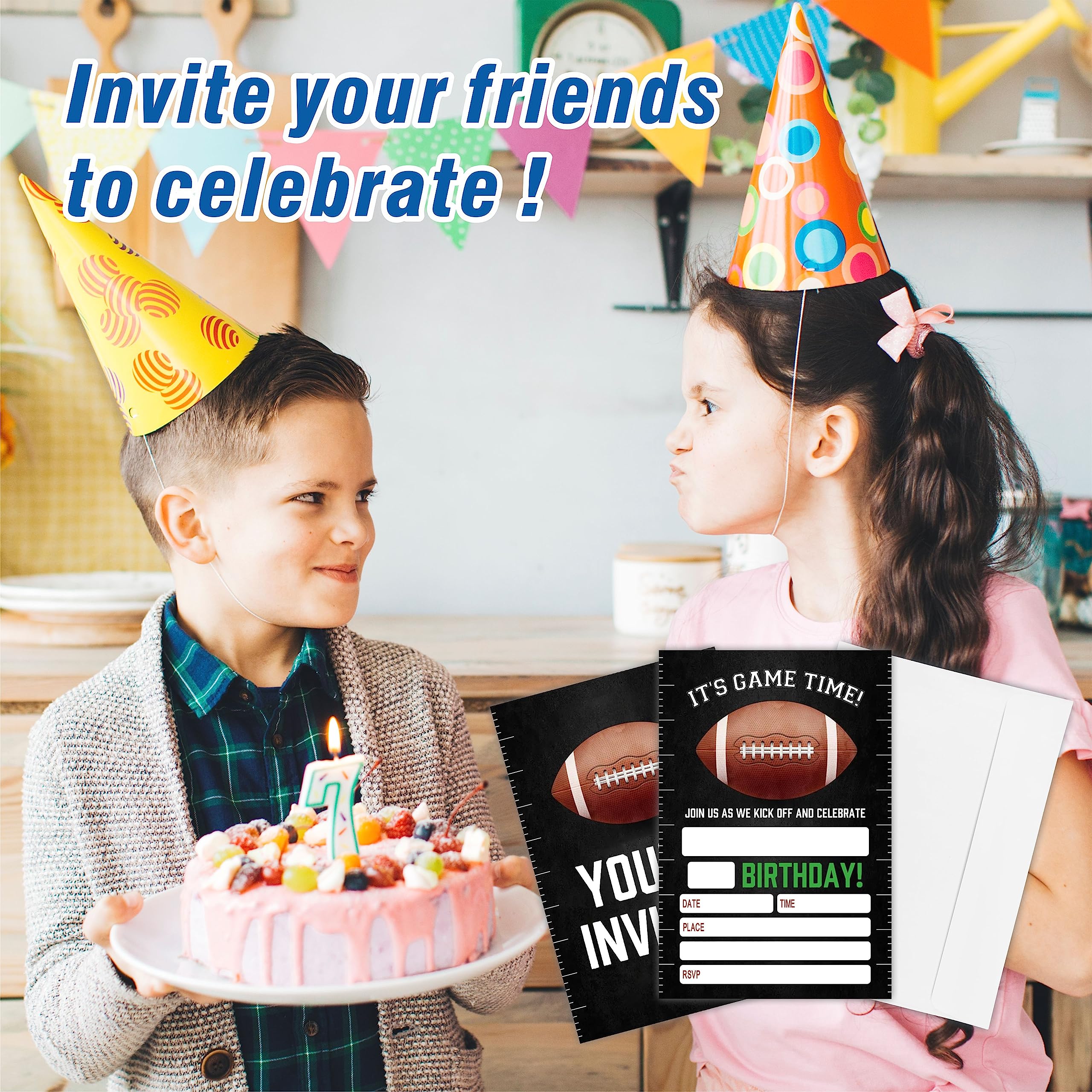 Lola And Louis® 10 Birthday Football Invitation Cards With Envelopes ...