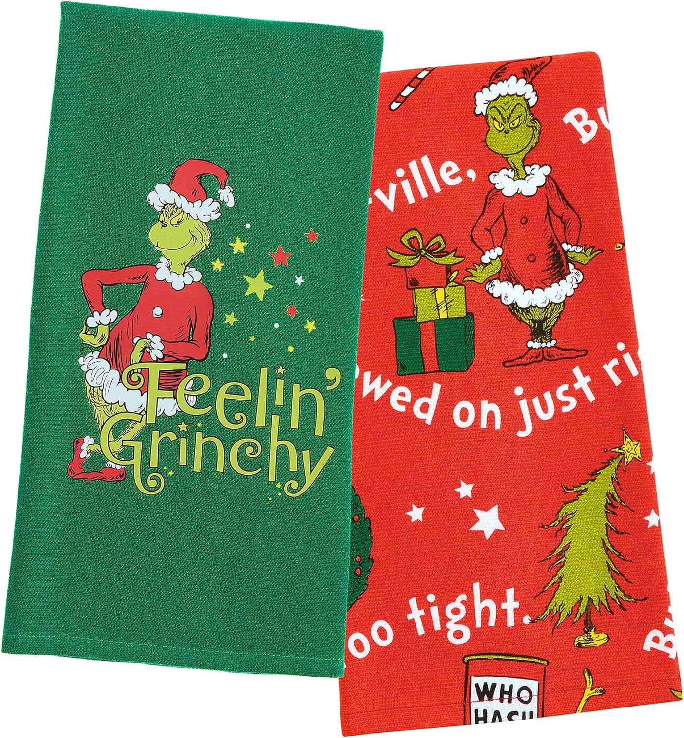 Amazon.com: MJC Grinch 2 Pack Kitchen Towel Set Dr Seuss How The Grinch ...