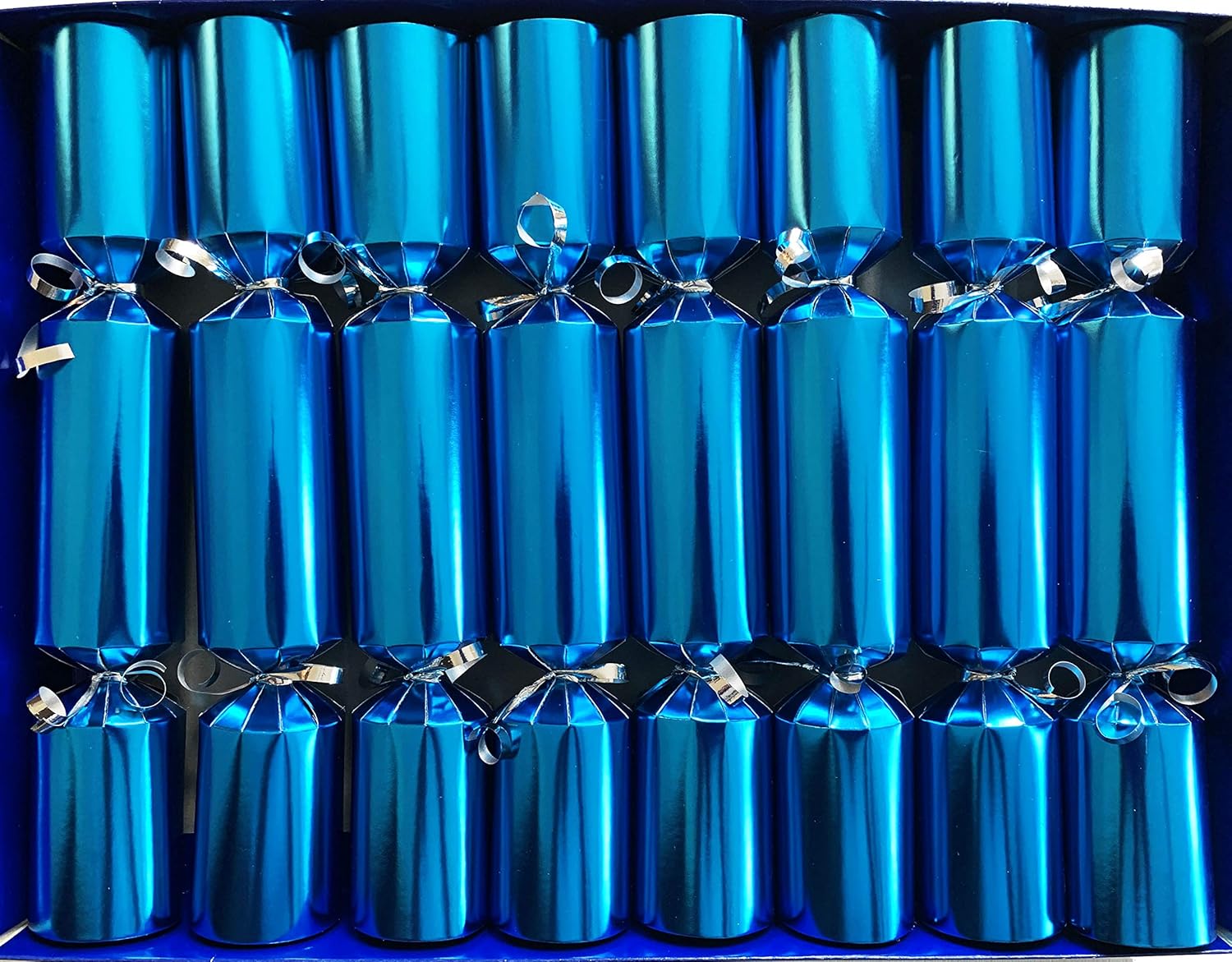 Crackers Fill Your Own Box of 8 Blue Christmas Crackers with Silver ...