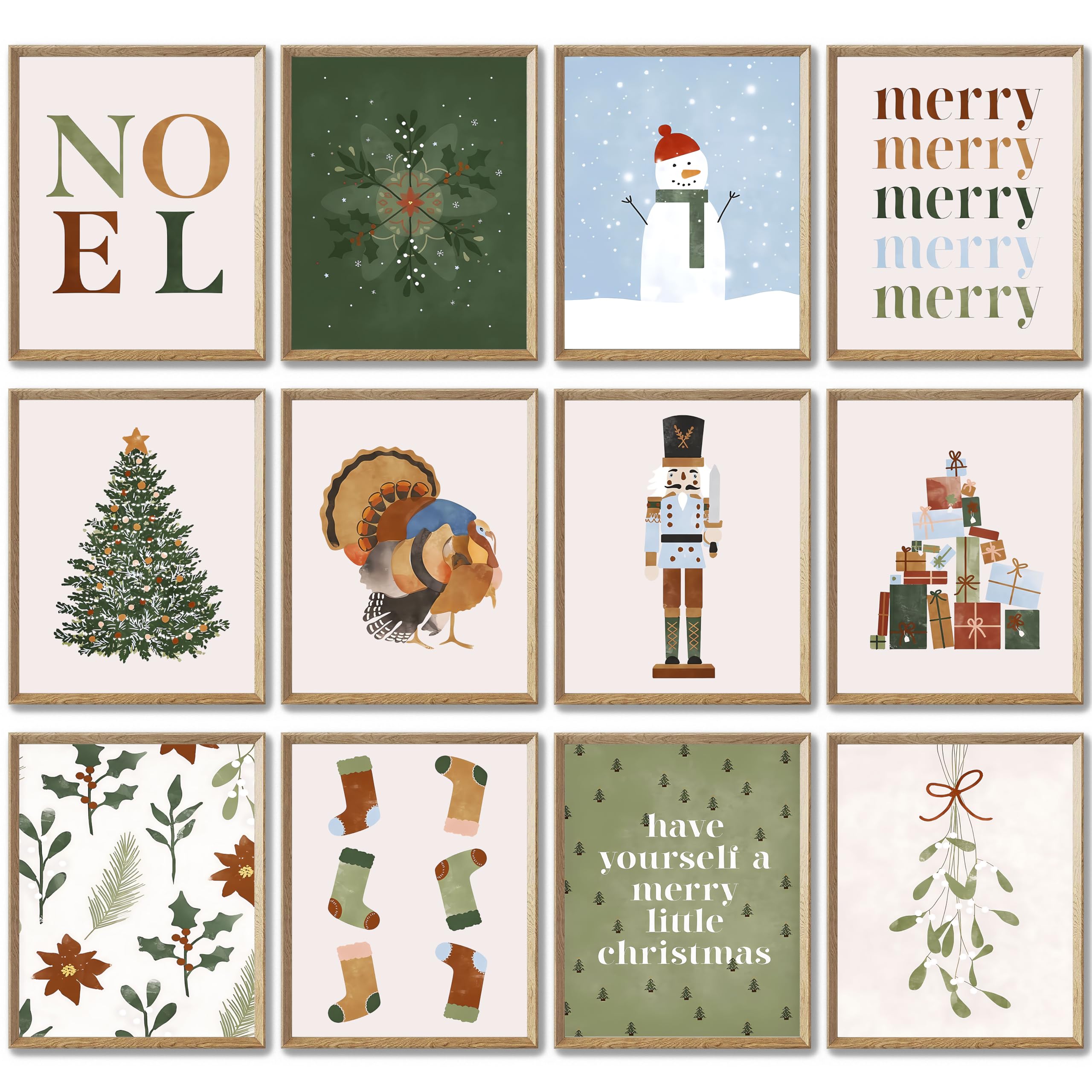 Amazon.com: LANCHI95 12 Pcs 8x10IN Christmas Boho Wall Art Prints ...