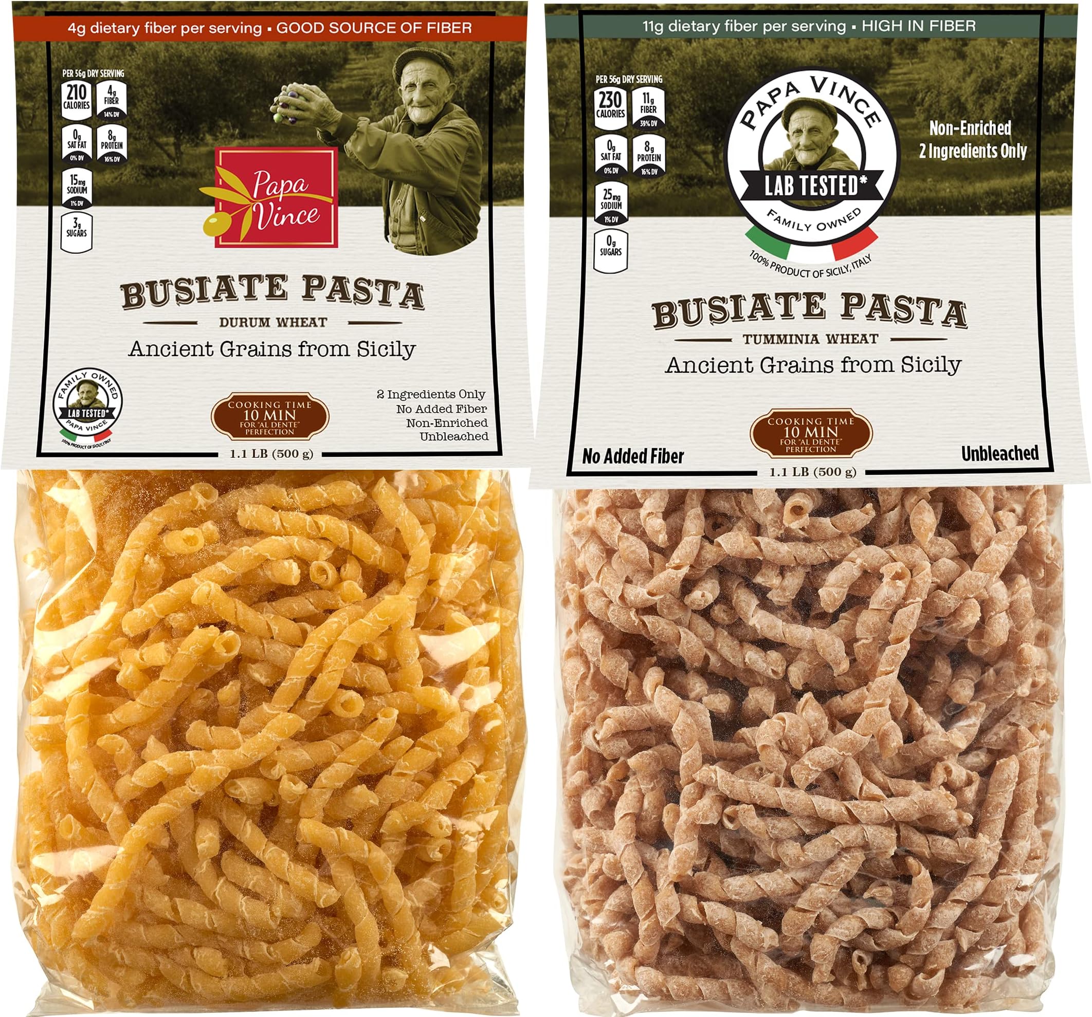 Amazon.com : Papa Vince whole wheat pasta - Non enriched, no bleached ...