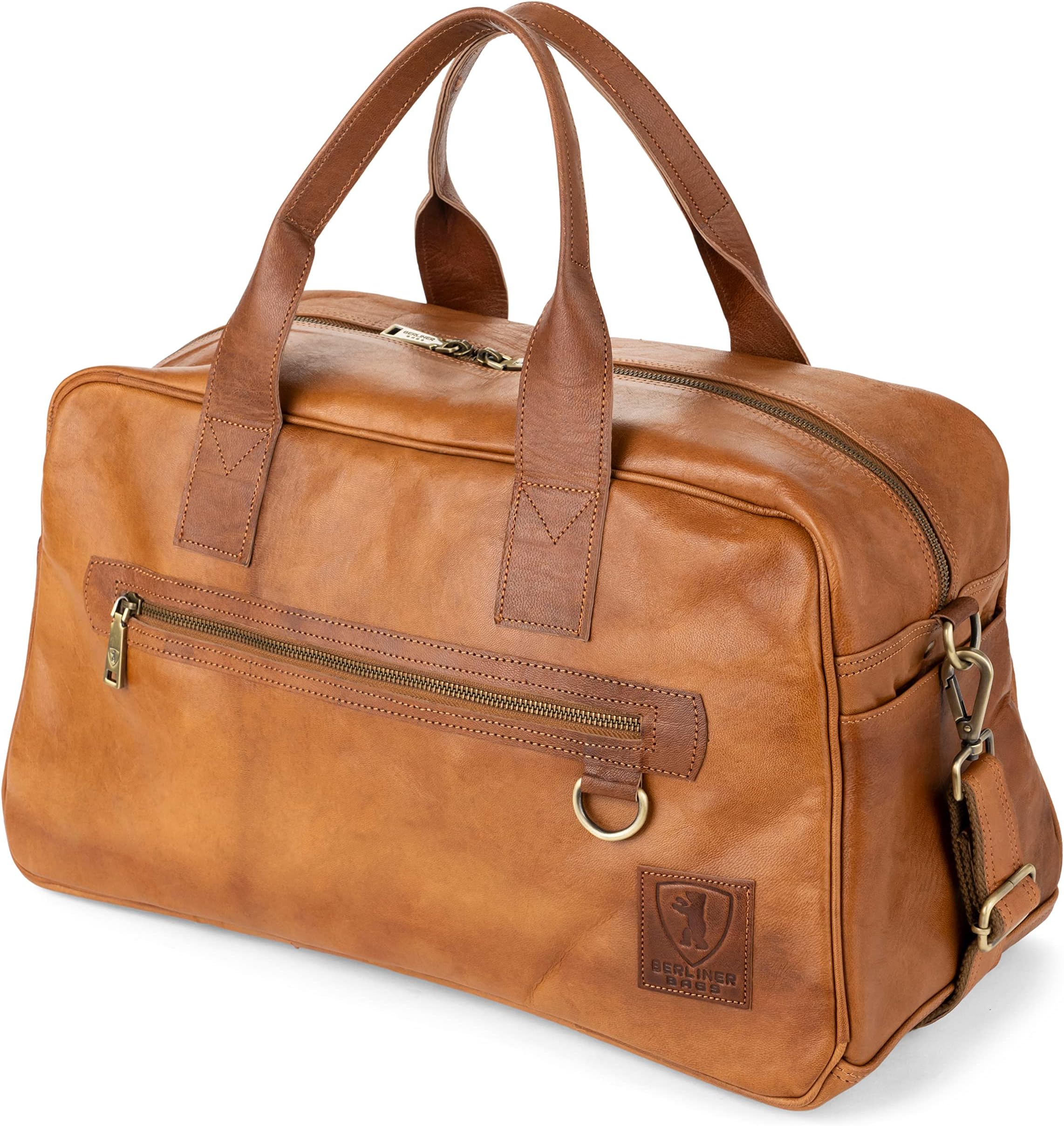 Amazon.com | Cenzo Duffle Vecchio Brown Italian Leather Weekender ...