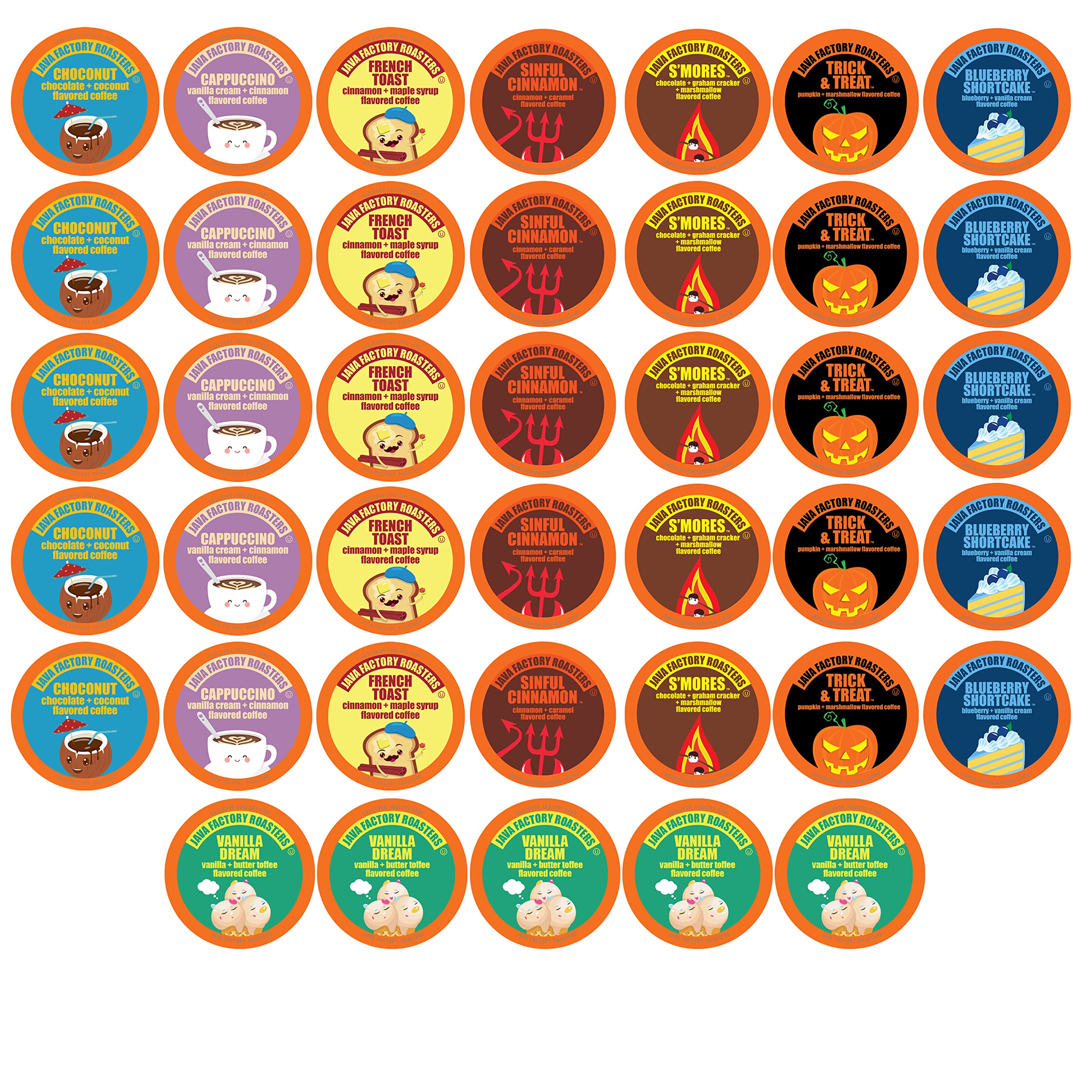 Amazon.com: Java Factory Flavored Coffee Pods, Assorted Sampler ...
