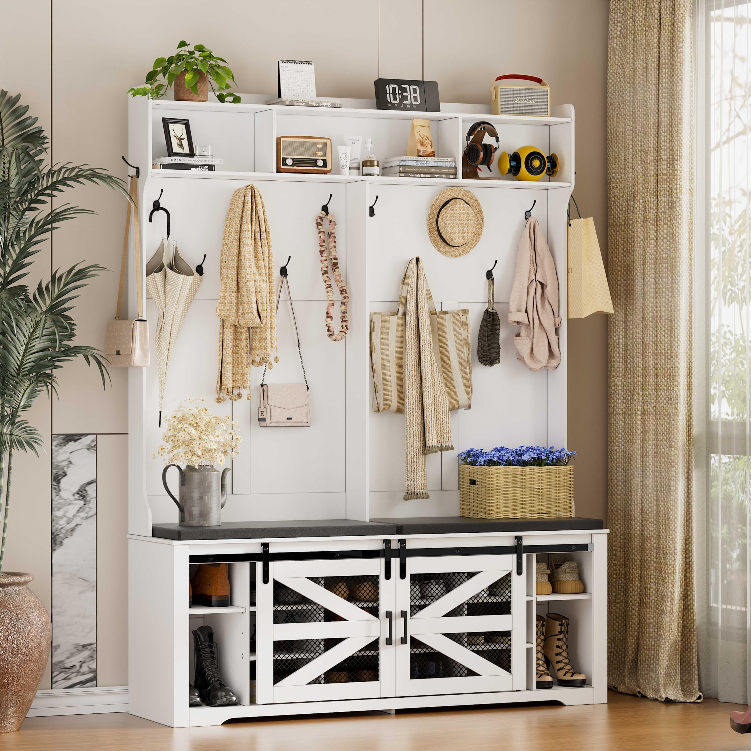 Amazon.com: DouxVibe Farmhouse Entryway Bench, Mudroom Storage Cabinet ...