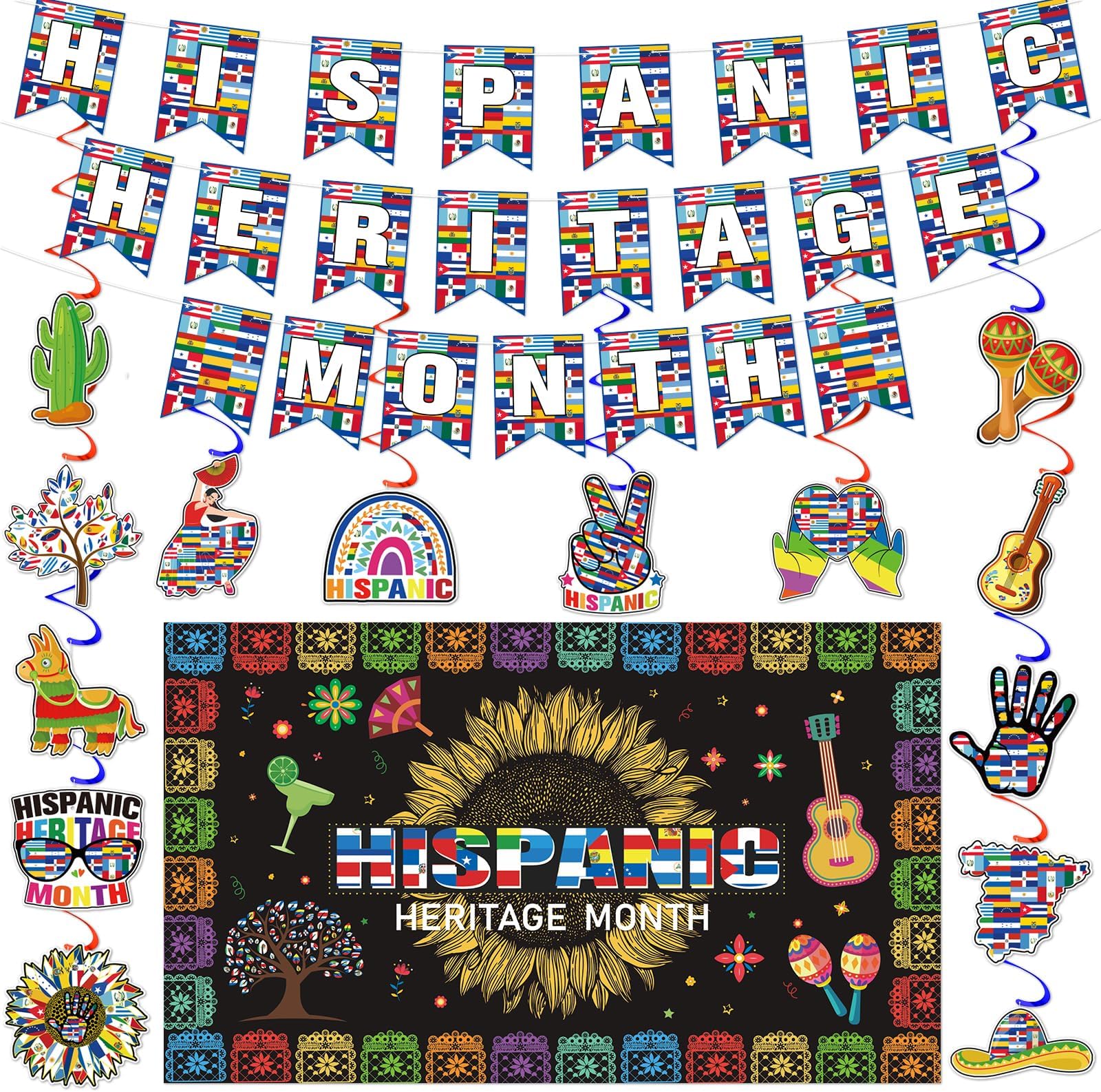 Amazon.com: Hispanic Heritage Banner - Large Latin American Backdrop ...
