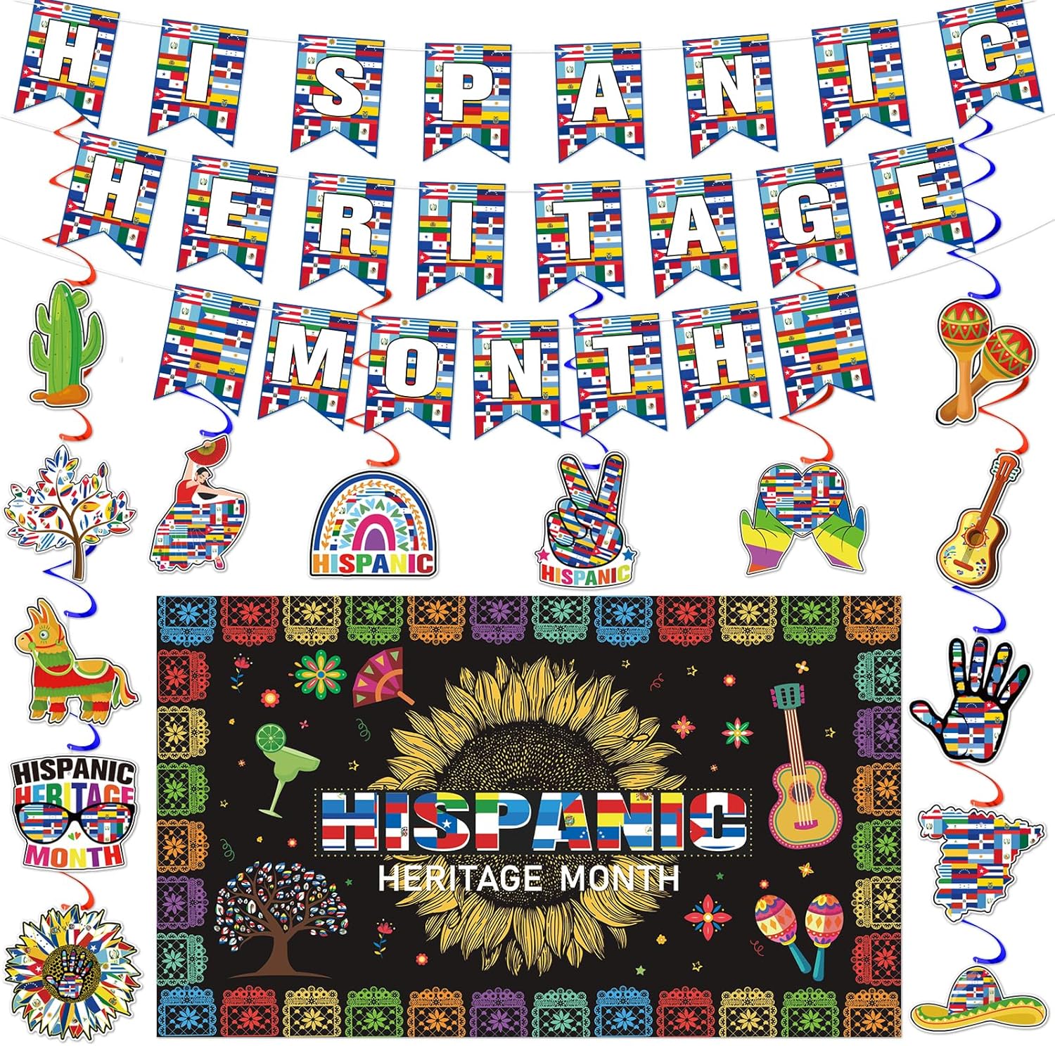 Amazon.com: 38Pcs Hispanic Heritage Party Decorations Hispanic Heritage ...