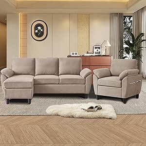 Amazon.com: Enobala Convertible Sectional Sofa Set, Modern L Shaped 3 ...