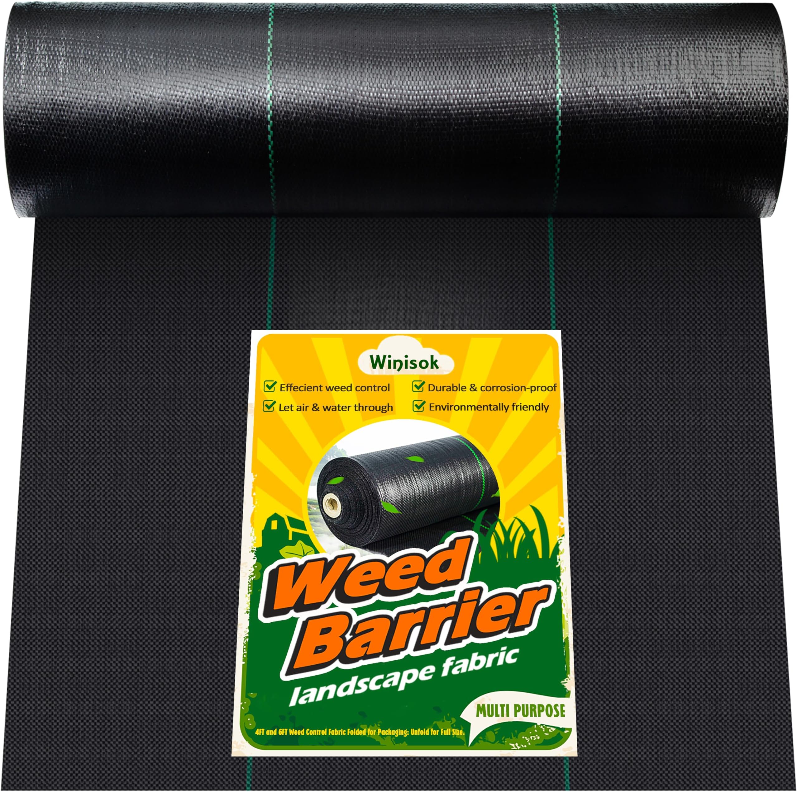 Amazon.com : Winisok Weed Barrier Landscape Fabric Heavy Duty, 3FT x ...