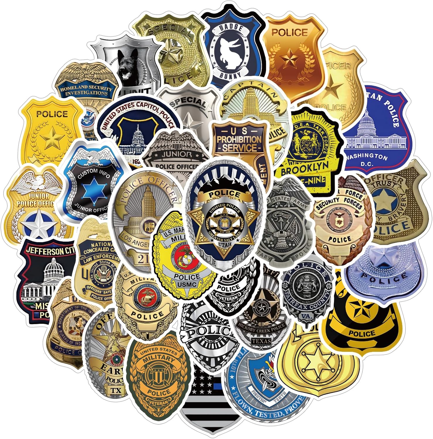 Amazon.com: 51Pcs Police Badge Stickers Graffiti Aesthetics Waterproof ...