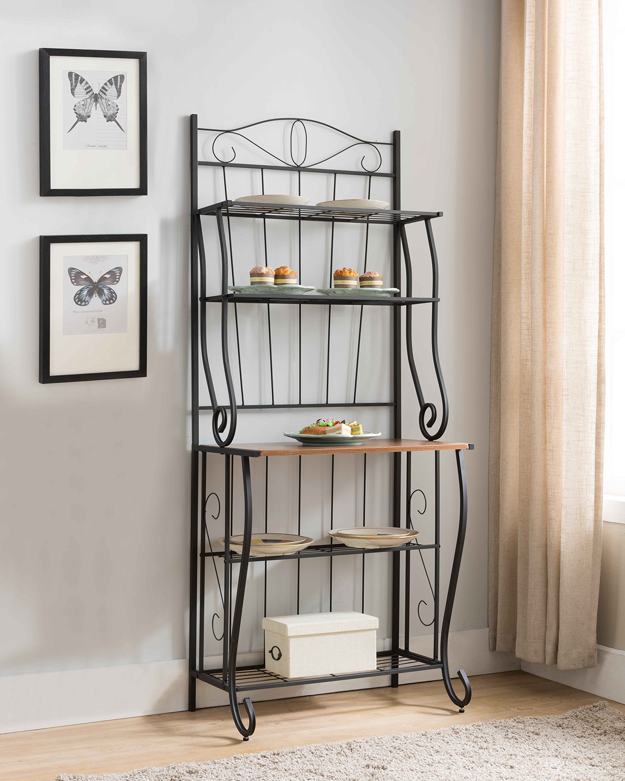 Amazon.com - Kings Brand Furniture Black / Walnut 5-Tier Kitchen ...