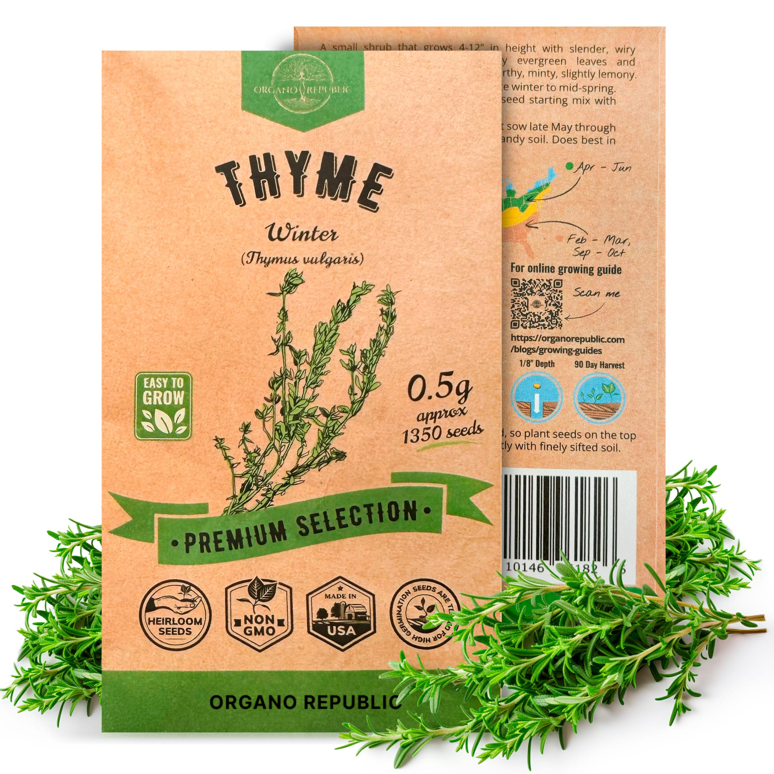 Amazon.com : Thyme Seeds Pack 0.5 G - Over 1,350 Non-GMO Heirloom Thyme ...