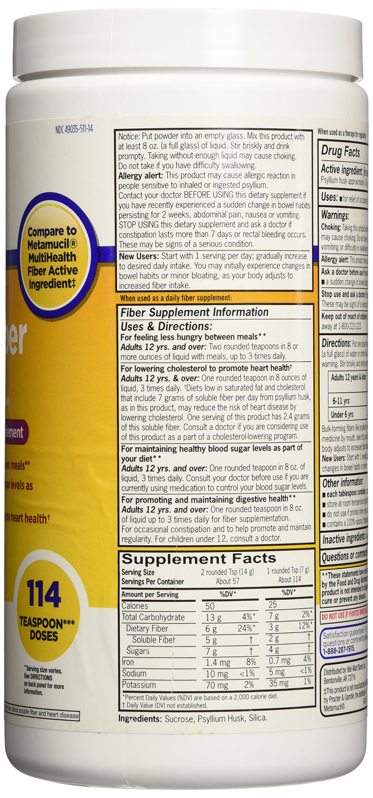 Snapklik.com : Equate Daily Fiber Multi-Benefit Fiber Powder