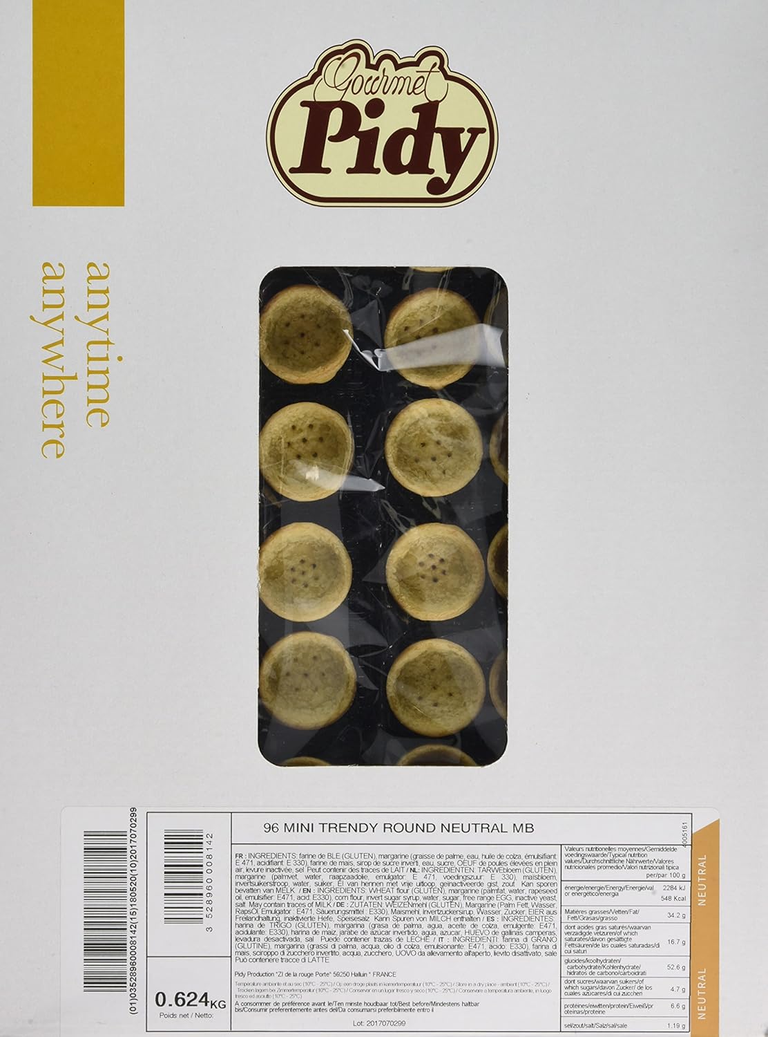 Pidy Mini Trendy Shortcrust Pastry Shell Round, Neutral - 96 Individual ...