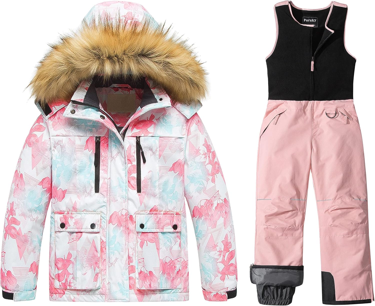 Amazon.com: Pursky Girl's Waterproof Ski Jacket Kids Winter Snow Coats ...