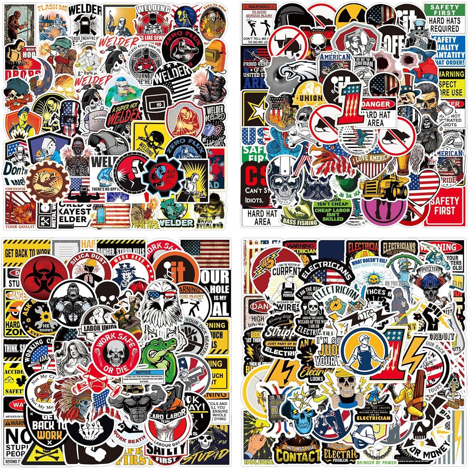 Angjiny 00 PCS Hard Hat Stickers for Tool Box, Helmet, Funny Stickers ...