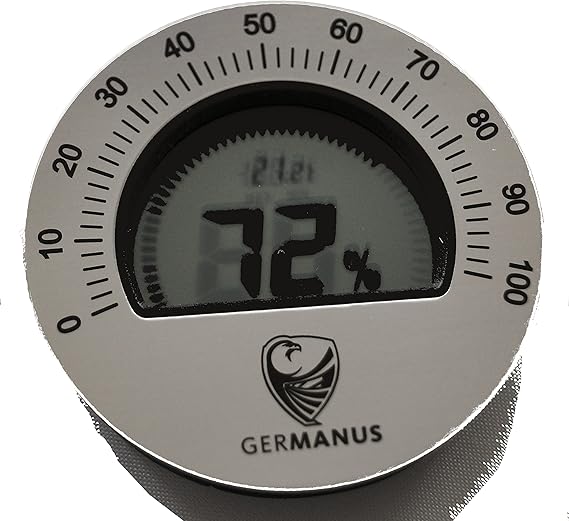 GERMANUS Calibratable Digital Humidor Hygrometer, Round : Amazon.co.uk ...