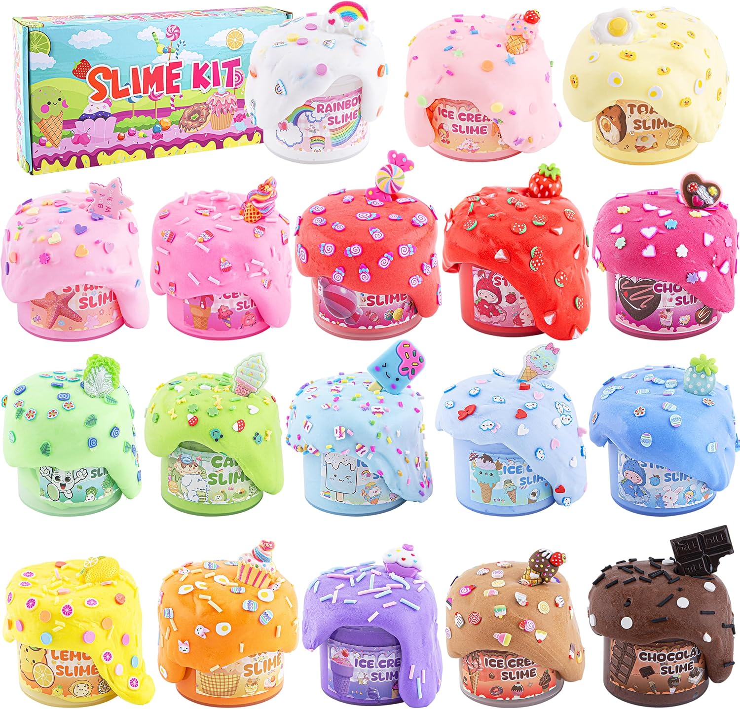 LAWOHO Big Butter Slime Kit, Includes 18 x 60ml Butter Slime & 36 Packs ...