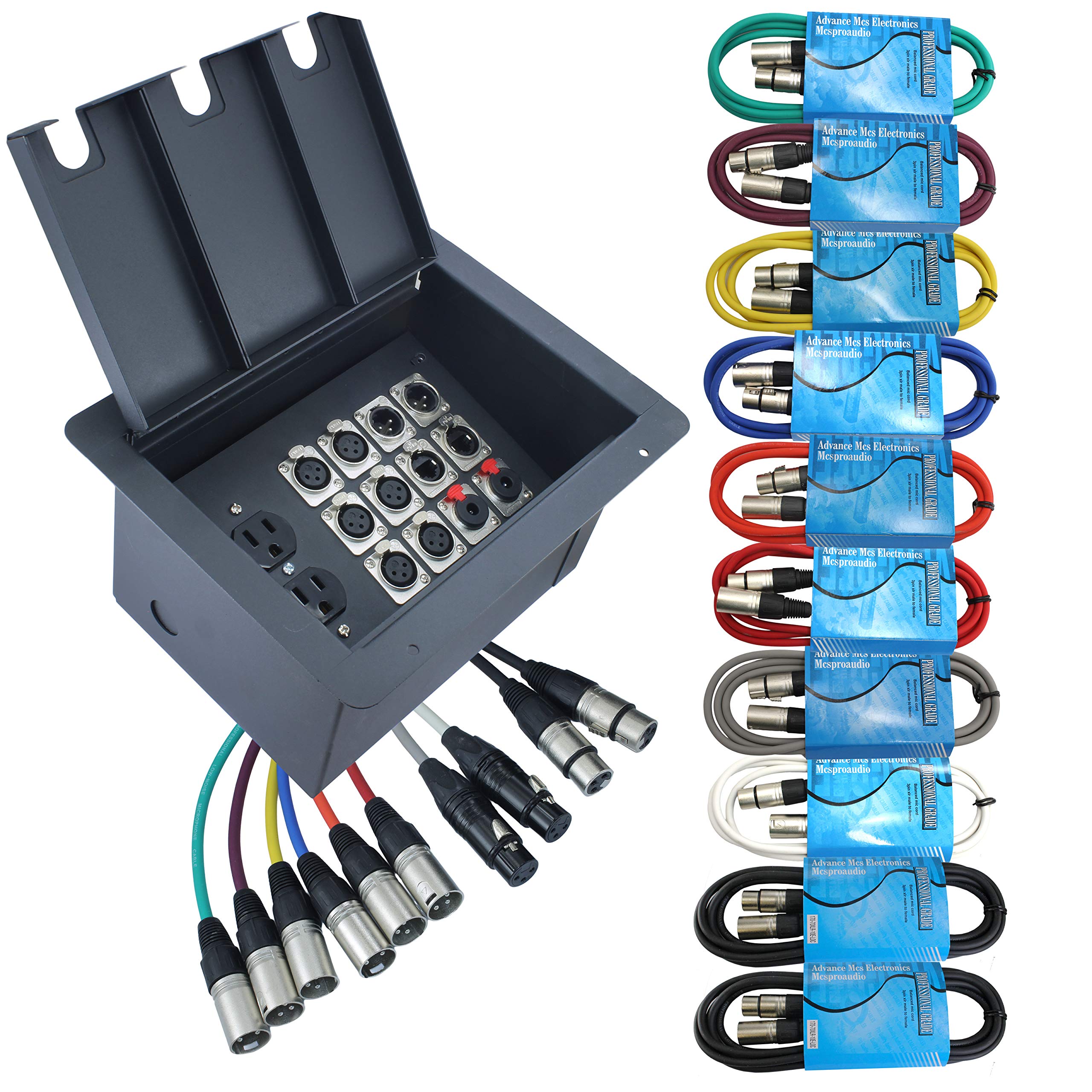 Floor Box PROCRAFT Recessed - 2 AC Outlets & 6 XLR Female Connectors ...