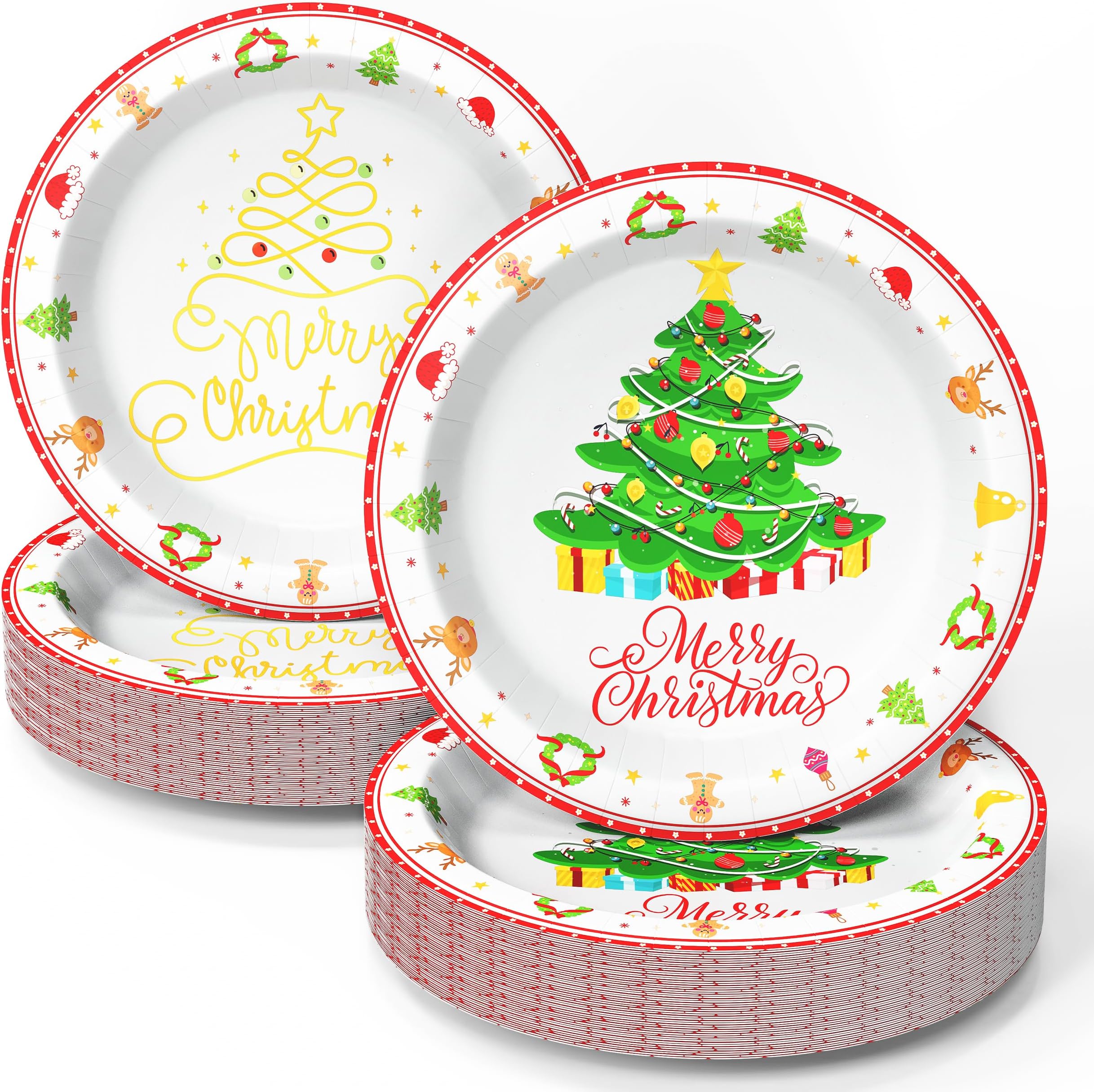 Amazon.com: BLUE PANDA 80 Pack Happy Holidays Plates, 9 Inch Christmas ...