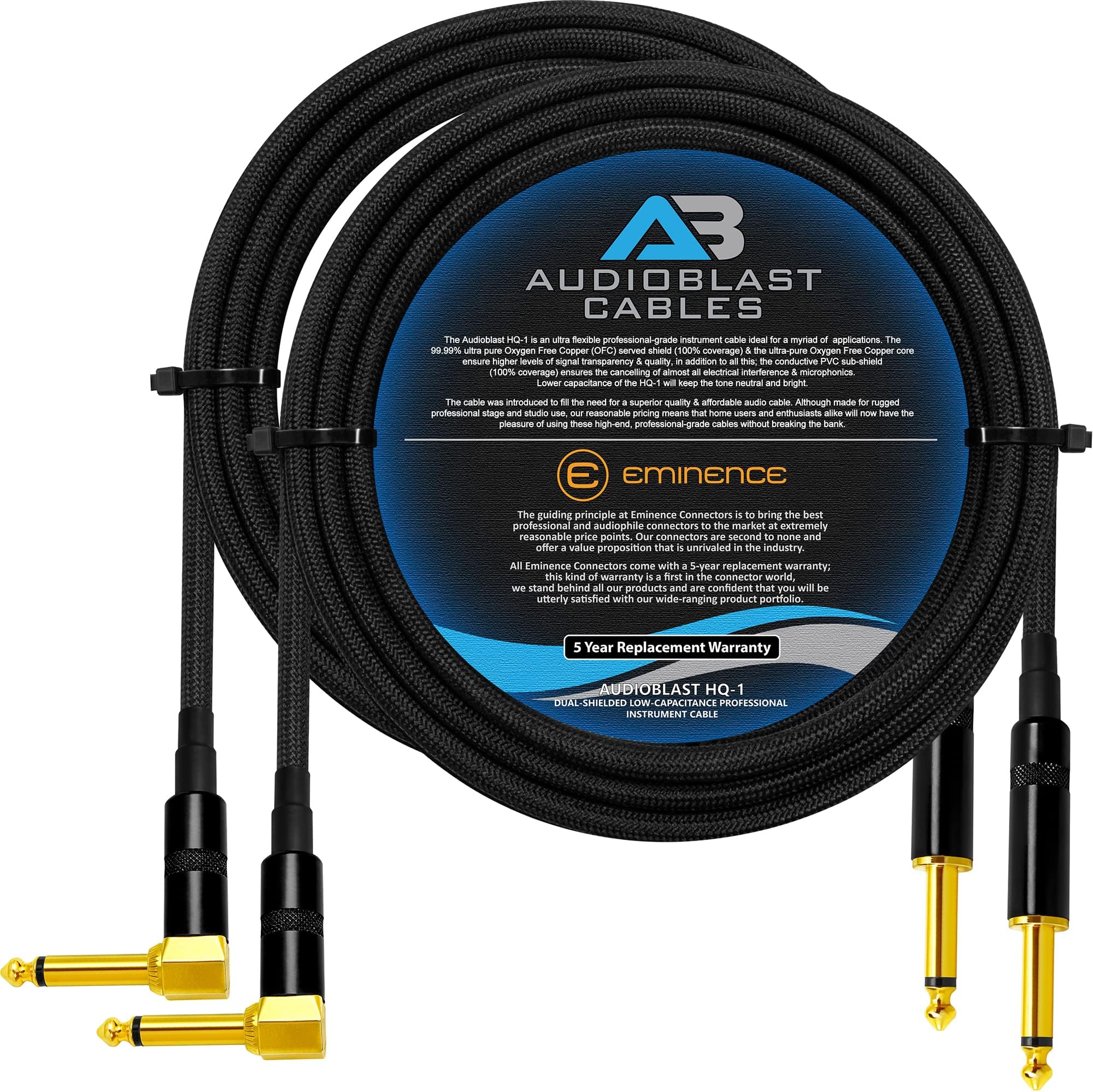 Amazon.com: Audioblast - 15 Foot - HQ-1 - Braid (Black) Flexible-Dual ...