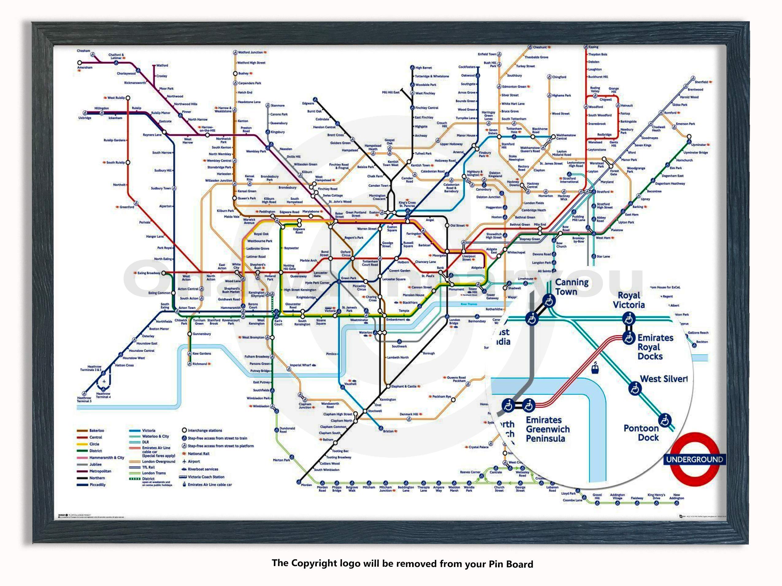 Laminated Posters Framed - TFL London Underground Licensed Tube Map ...