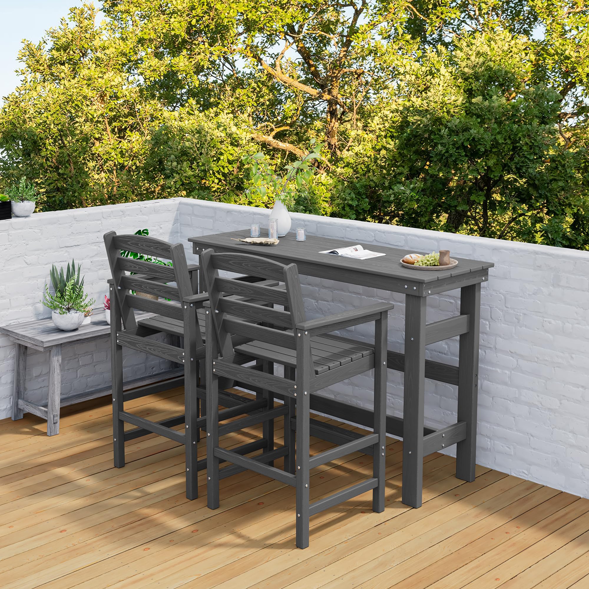 Snapklik.com : 41" Outdoor Bar Table, All Weather HDPE Patio Bar ...