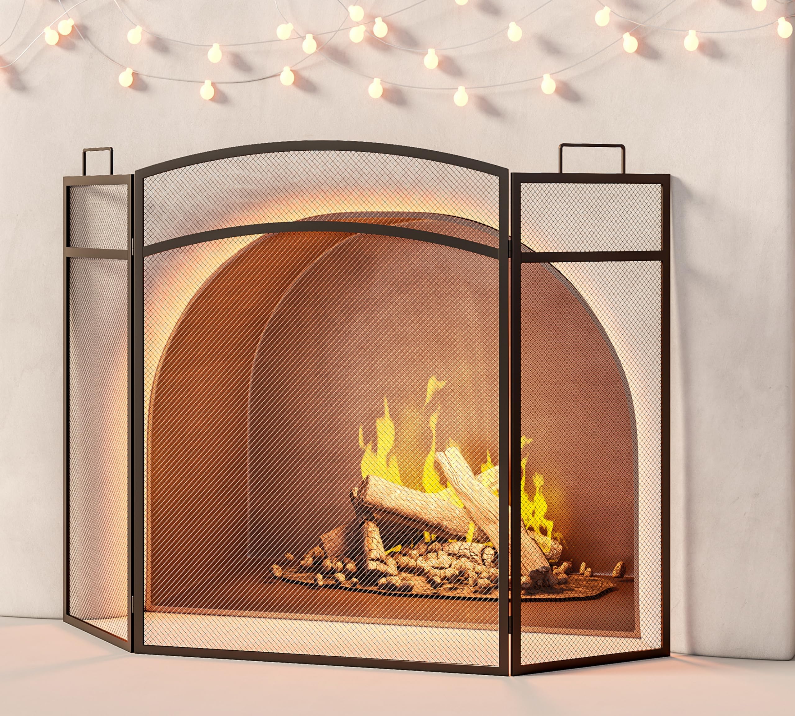 Amazon.com: Mr IRONSTONE 3 Panel Fireplace Screen 51.5" W x 32.5" H ...