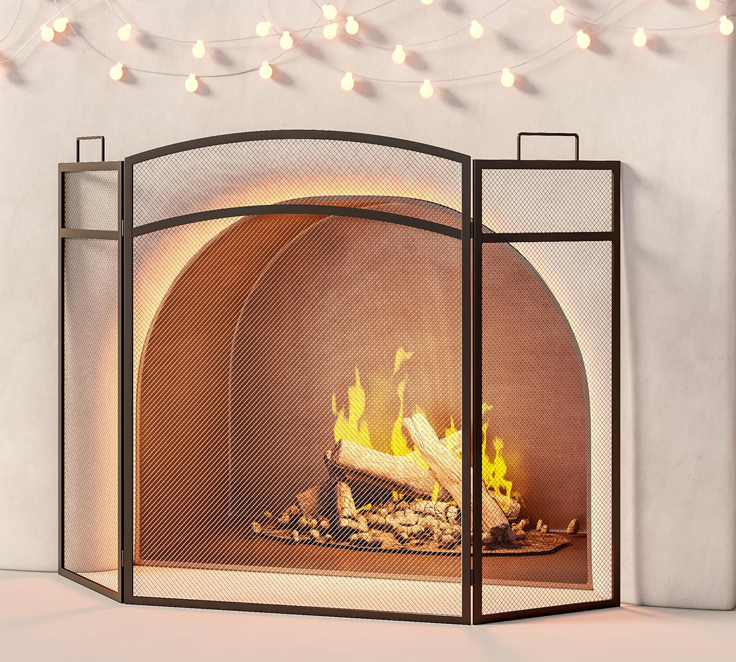 Amazon.com: Calidola 3 Panel Fireplace Screen 48" W x 29" H Modern ...