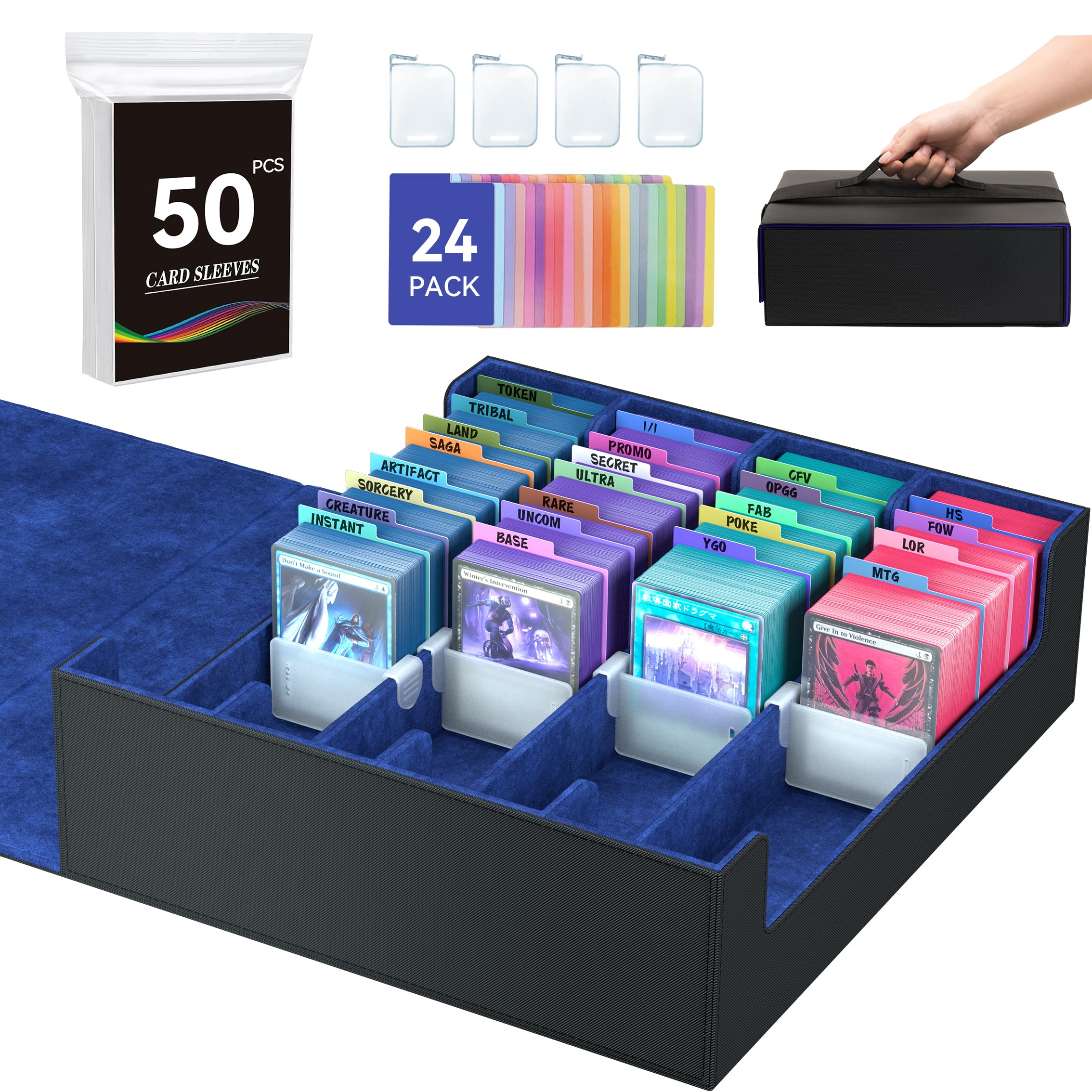 Amazon.com: ENTUMO 4-Row【3200+】 Trading Card Storage Box, Card ...