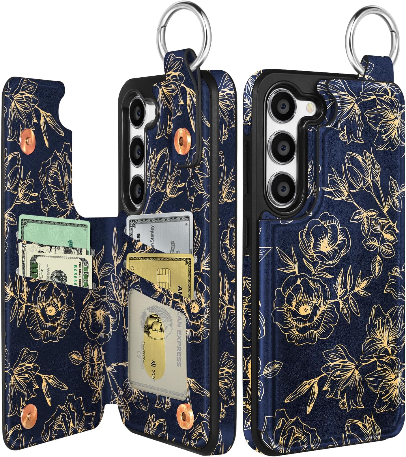 Amazon.com: Shorogyt for Samsung Galaxy S23 Wallet Case with Card Holder, Designer Rose Pattern ...