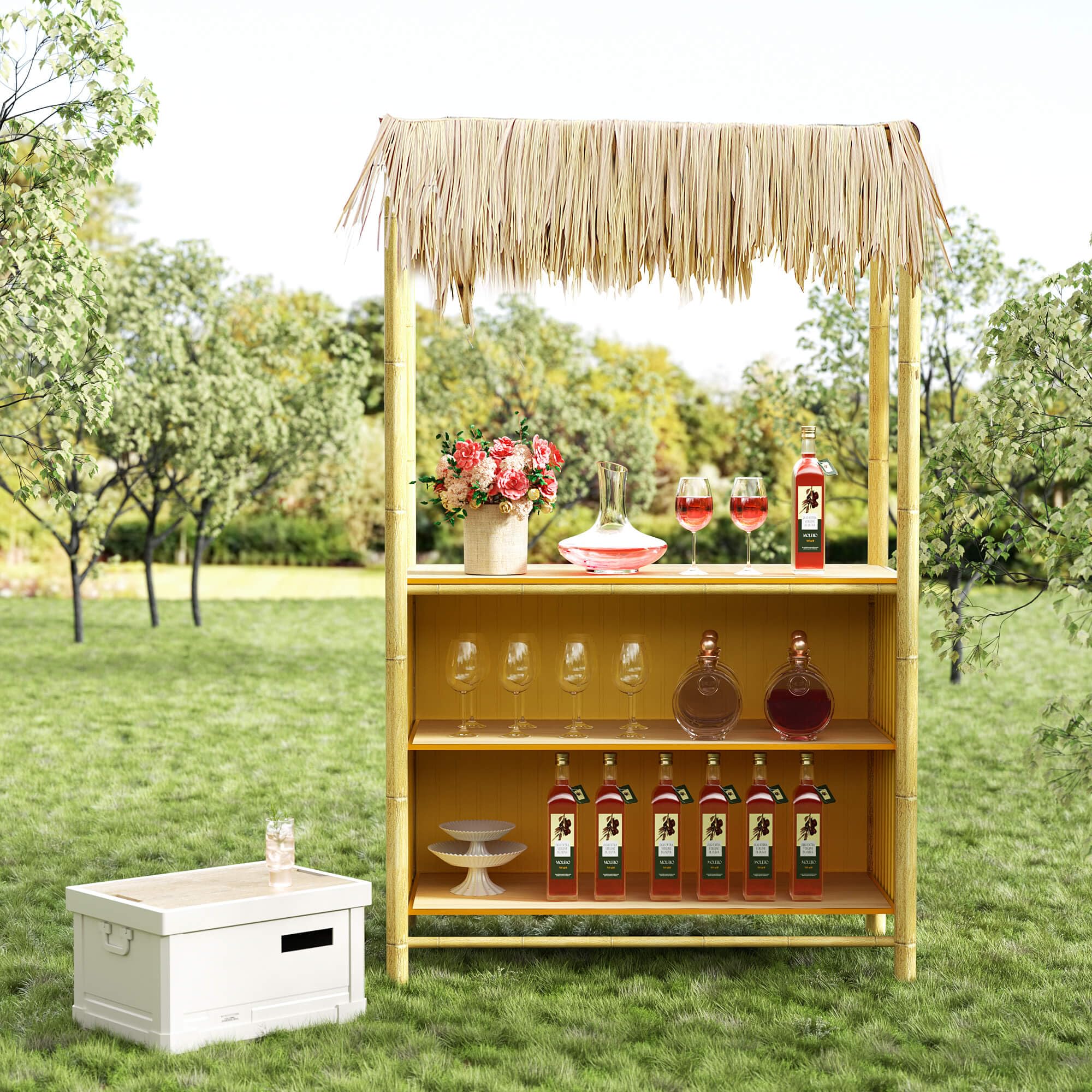 Metal Bamboo Tiki Bars Beach Bamboo Tiki Bar With Bottles And Glasses