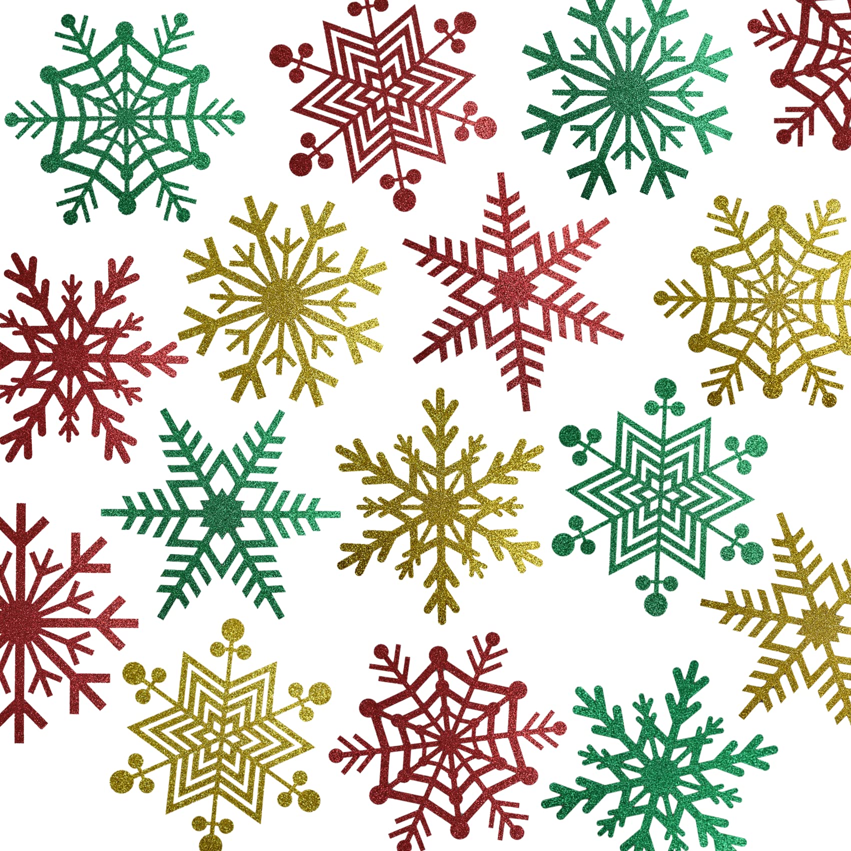 Green And Red Christmas Snow Flakes