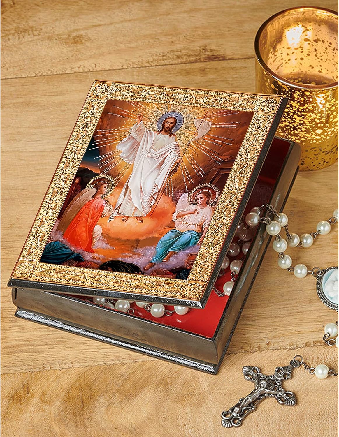 Amazon.com: Resurrection of Christ - Russian Wooden Icon Box- For ...