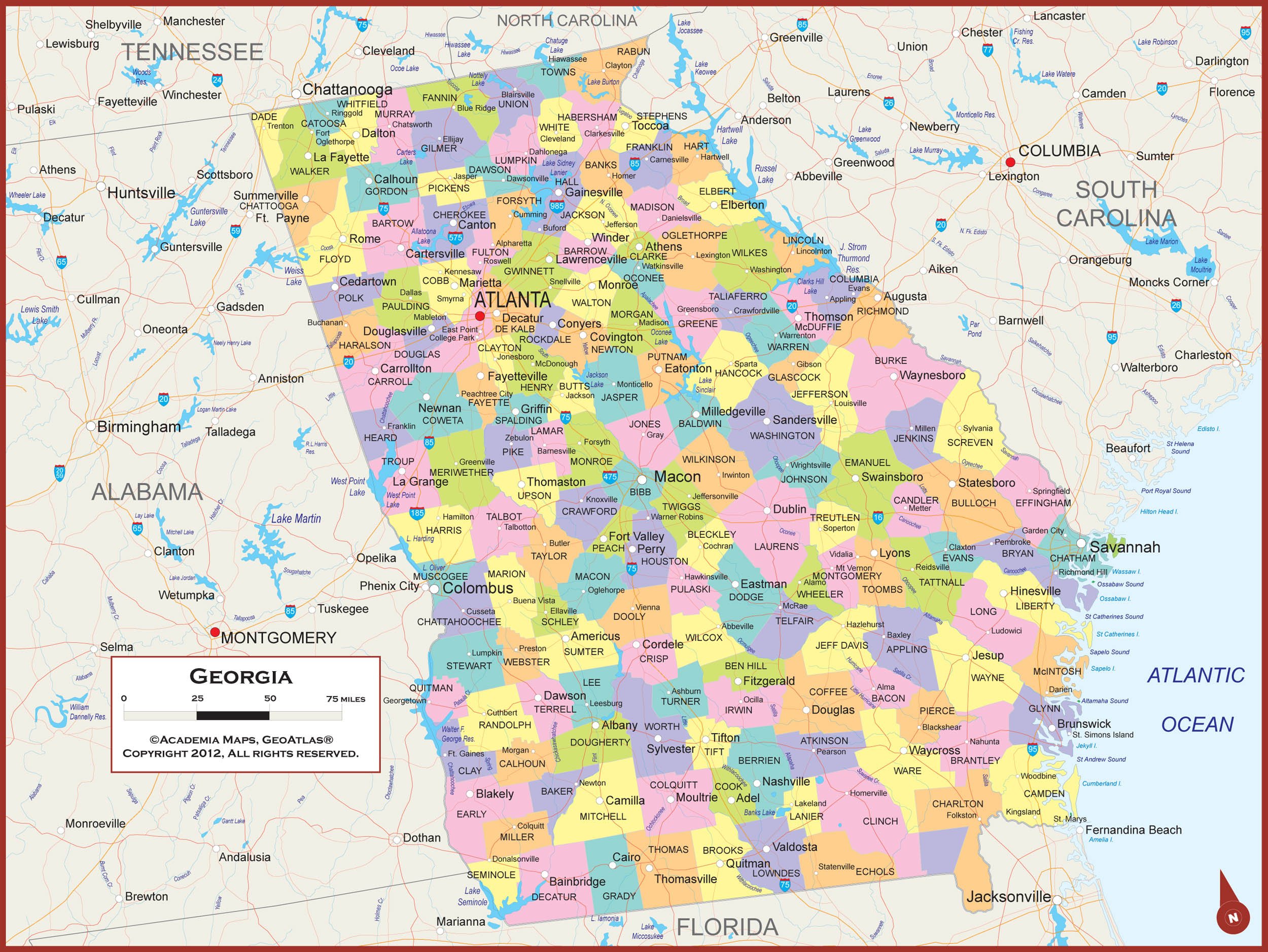 Buy Academia s - Georgia State Wall - Fully Laminated - Classroom Style ...