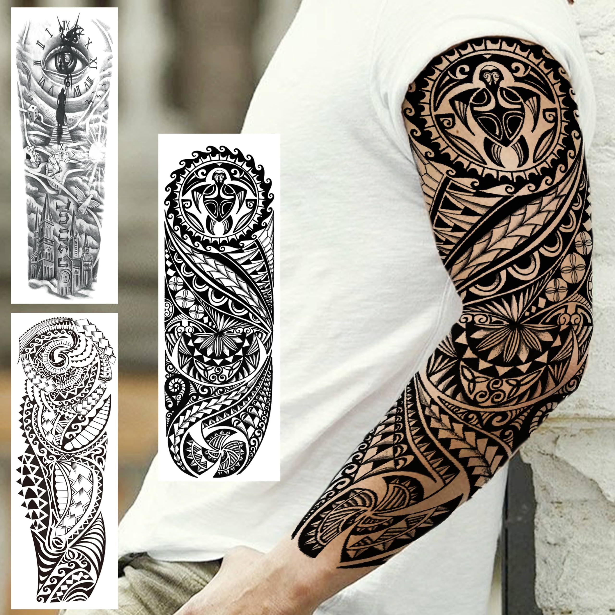 Bionic Arm Tattoos IORIKYO 11 Sheets Large Black Tribal Maori Arm