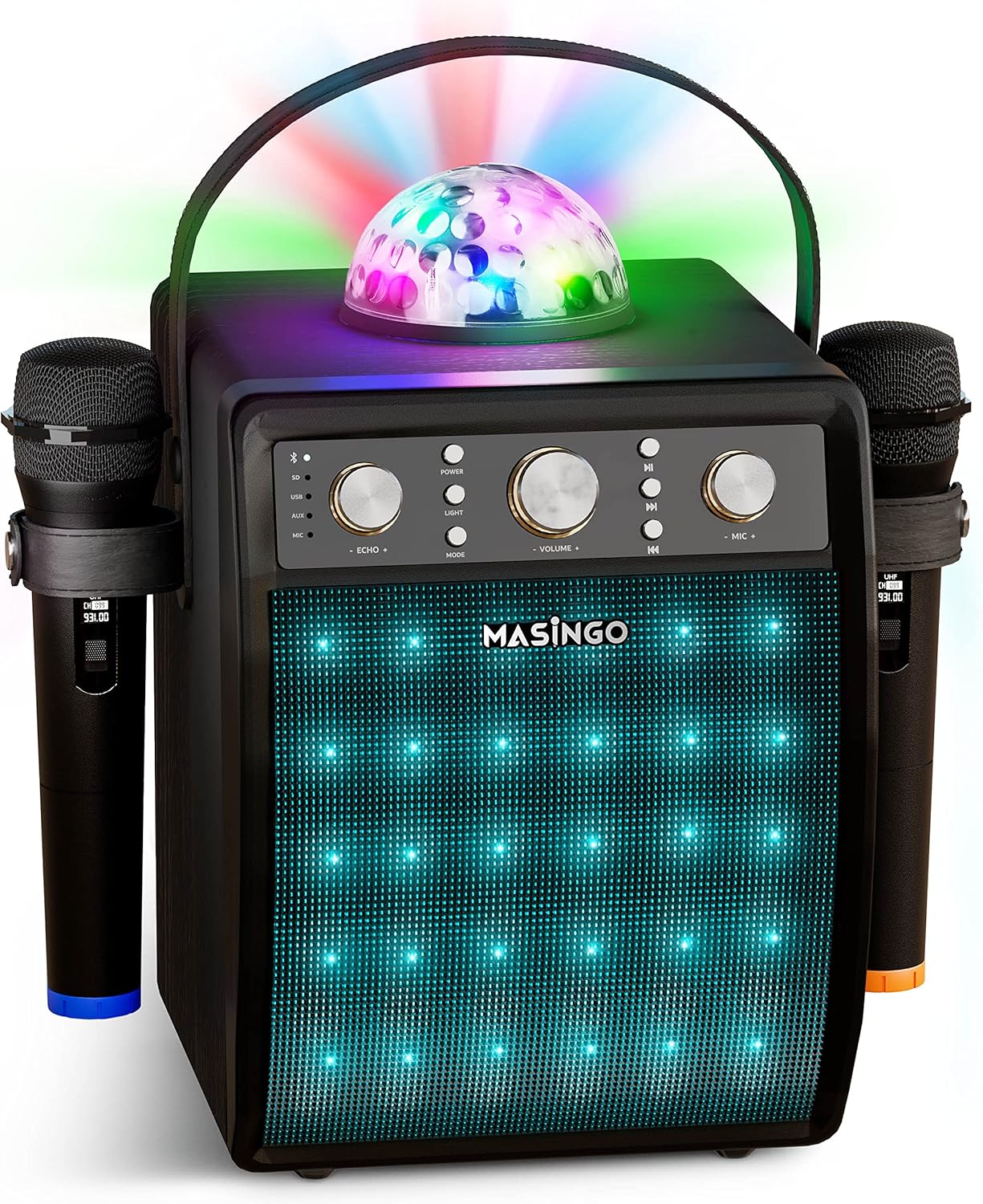 Amazon.com: MASINGO Karaoke Machine for Adults and Kids with 2 Wireless ...