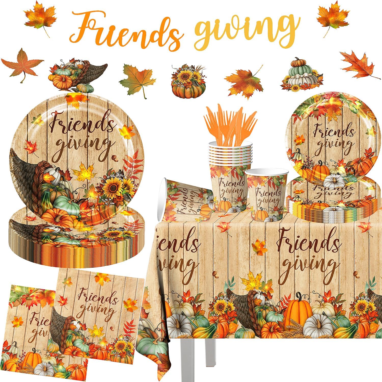 Amazon.com: YQUQWN 168PCS Friendsgiving Plates and Napkins Set ...