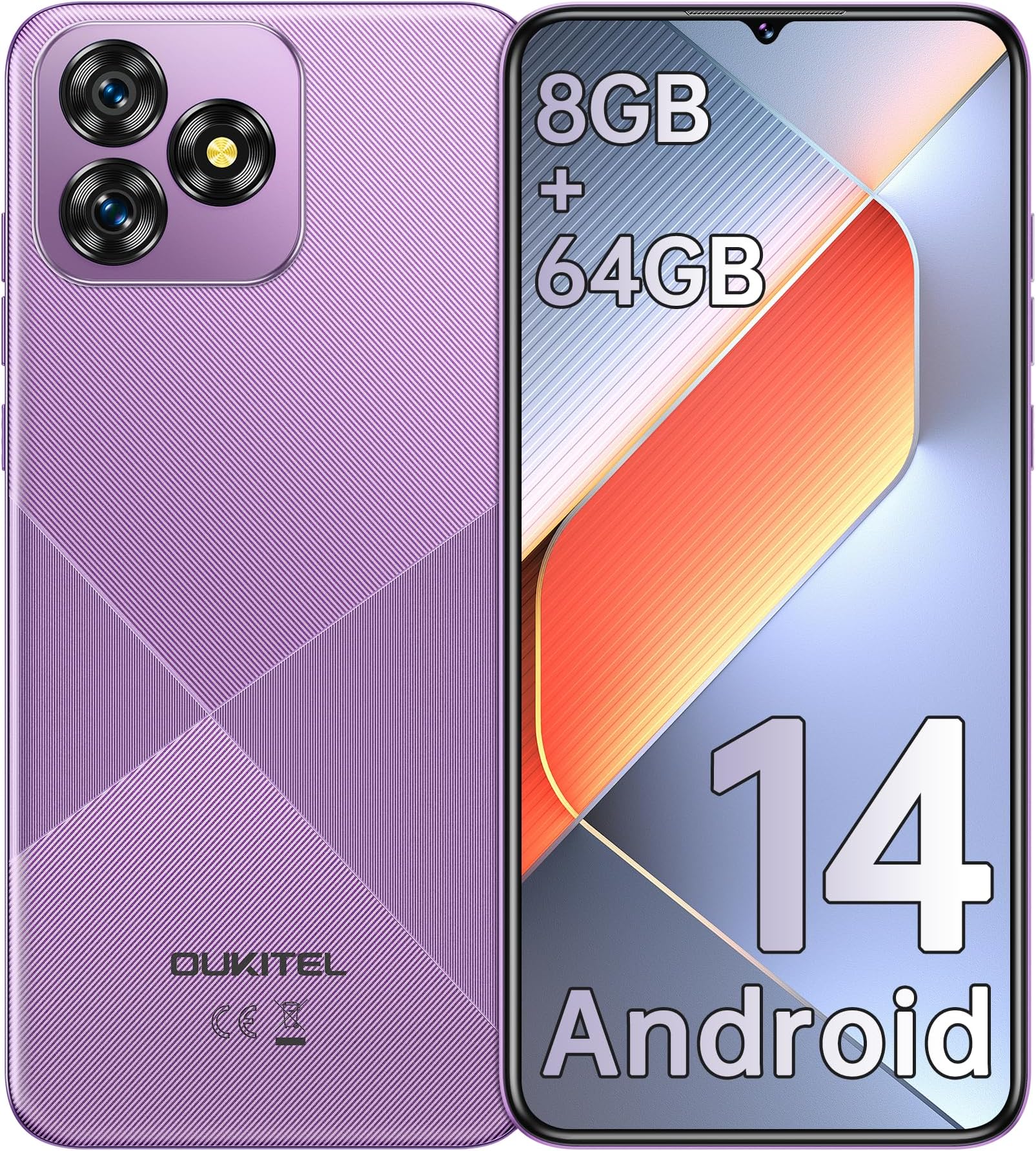 OUKITEL C53 Mobile Phones 2024, 6.6" HD+ Waterdrop Screen Android 14 ...