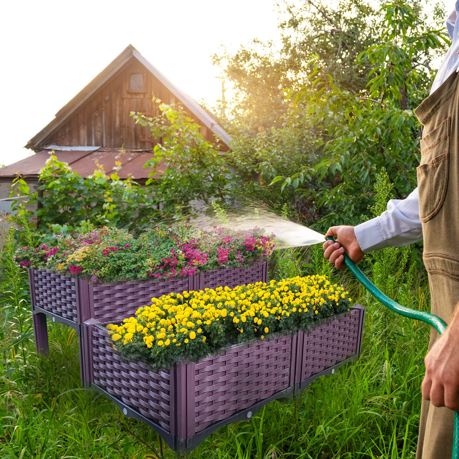 Raised Plastic Vegetable Containers SYNGAR Raised Garden Bed For
