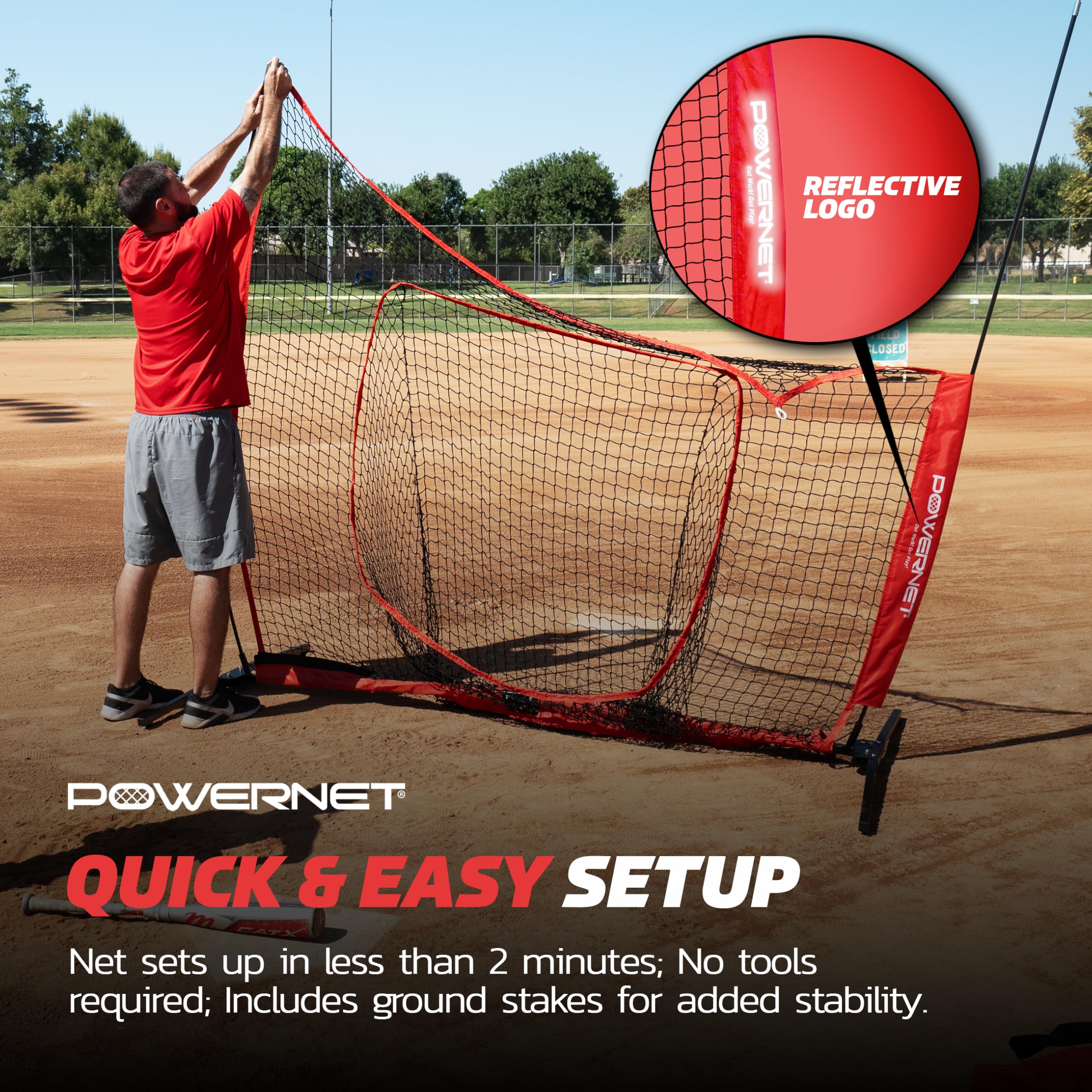 Snapklik.com : PowerNet Pro One Piece Softball Baseball Net, Portable ...