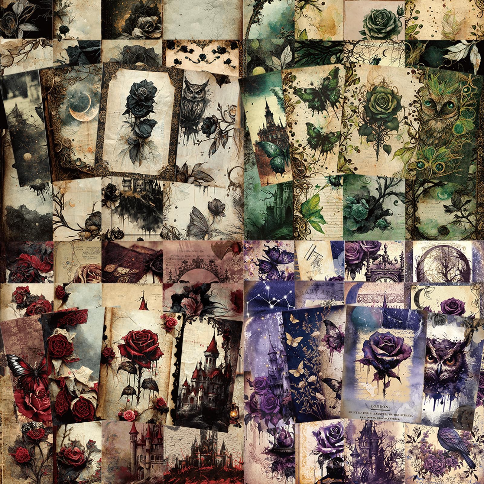 Amazon.com : 80pcs Vintage Gothic Scrapbook Paper, Dark Academia ...