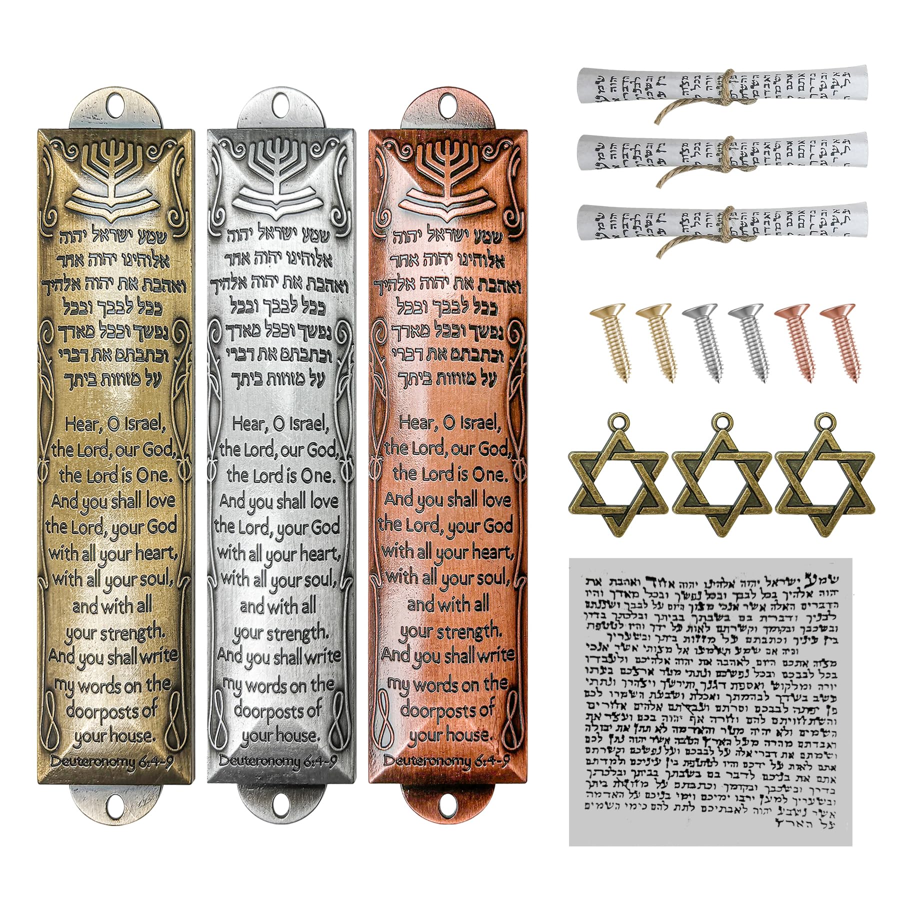 Amazon.com: FEIXICHUJI Mezuzah with Scroll for Door, Set of 3 Jewish ...