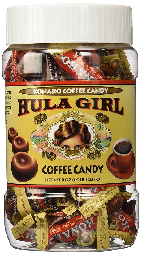 Amazon.com : Hula Girl Kona Coffee Hard Candy Konako Brand 8 oz (1/2 ...